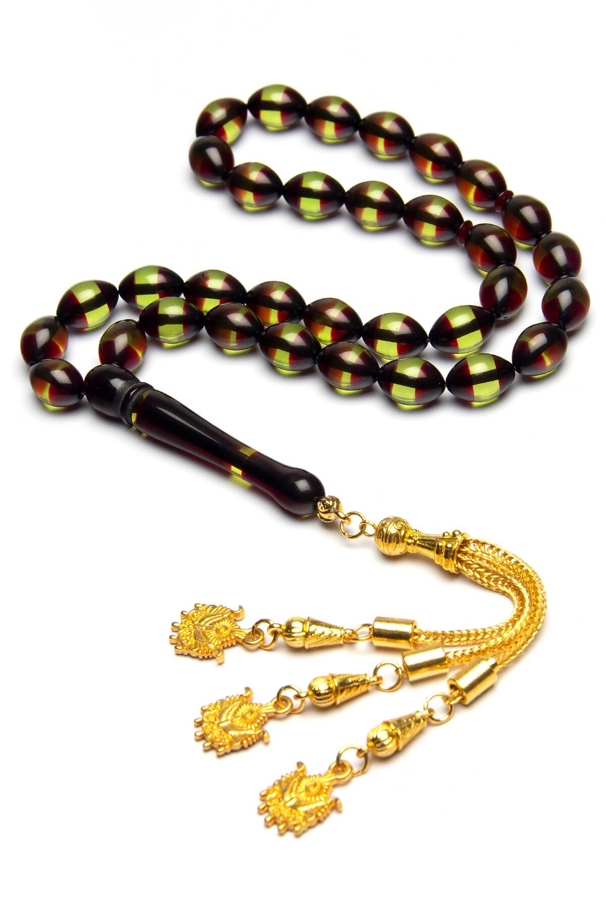 OTTOTESBİH Yellow-Black Vertical Scented Powder Amber Prayer Beads ...