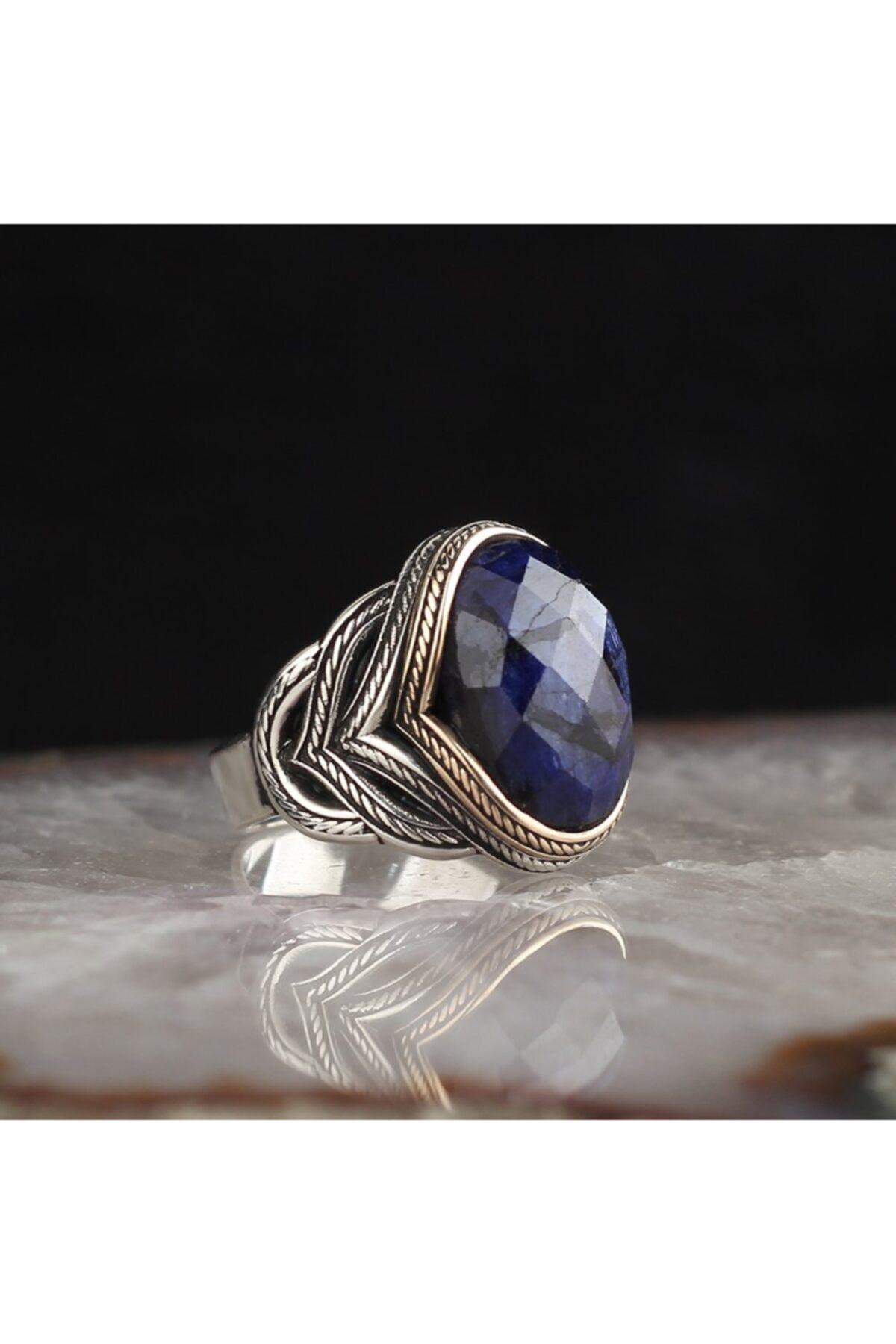 BayVog Yarı Değerli Safir Taşlı 925 Ayar Gümüş Erkek Yüzük - Fiyatı ...