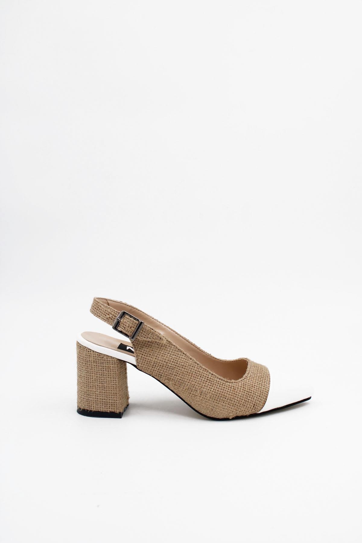 ByErz Kadın Beyaz Topuklu Ayakkabı