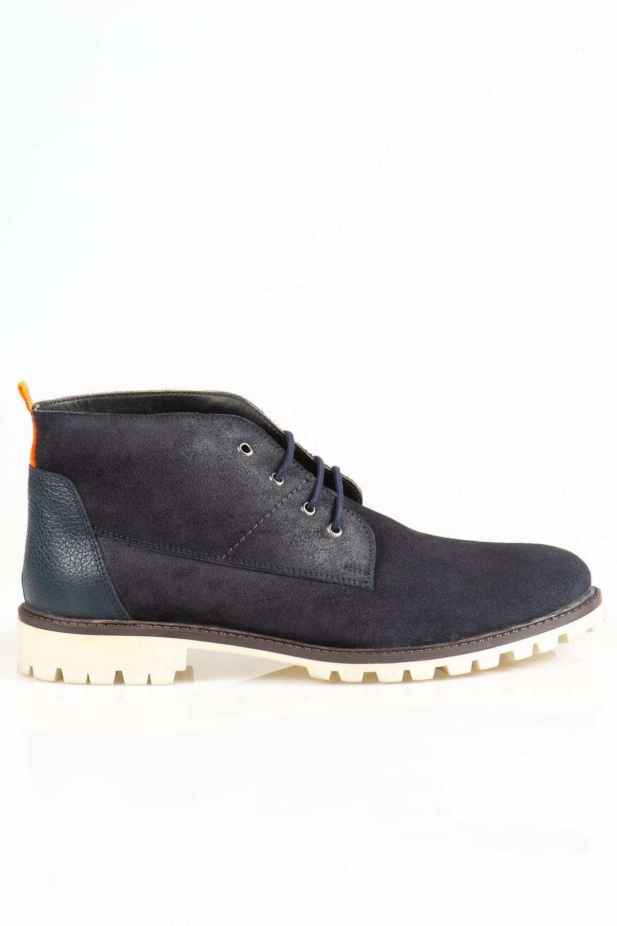 Ayakkabı Çarşı Lacivert Bağcıklı Hakiki Deri Erkek Bot