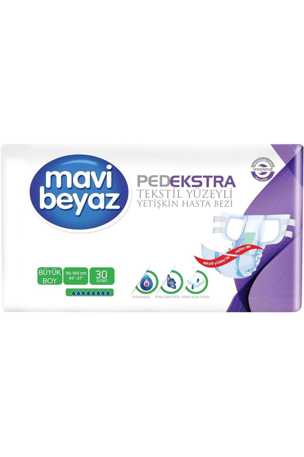 Mavi Beyaz Ped Ekstra Tekstil Yüzeyli Yetişkin Bel Bantlı Hasta Bezi ...