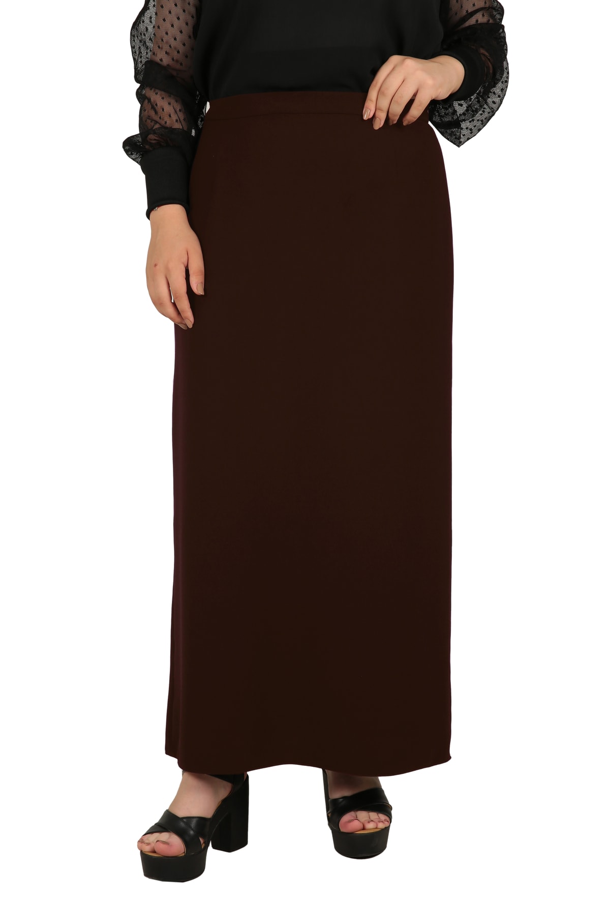 Butik Uzun Büyük Beden Yırtmaçlı Astarlı Portoriko Kumaş Anne Eteği ...