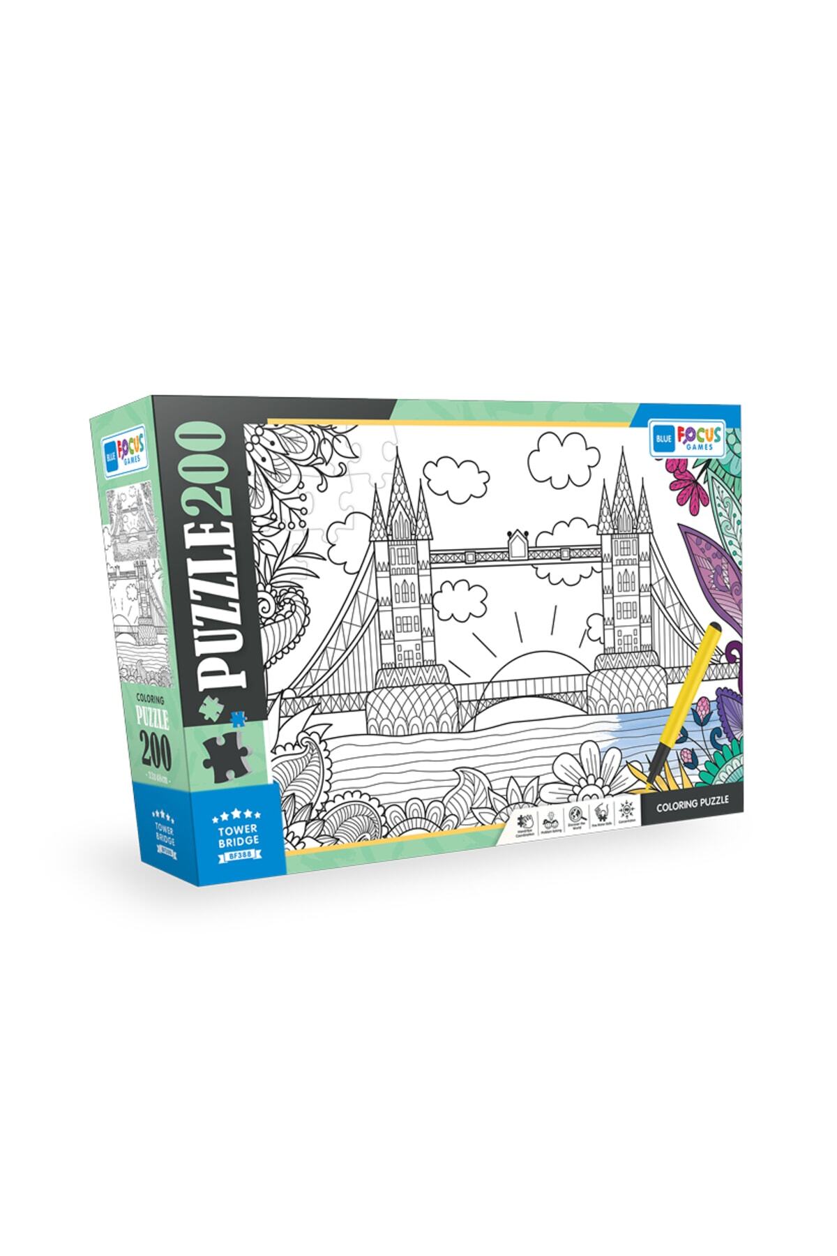 Blue Focus 200 Parça - Colorıng Puzzle Tower Brıdge (kule Köprüsü ...