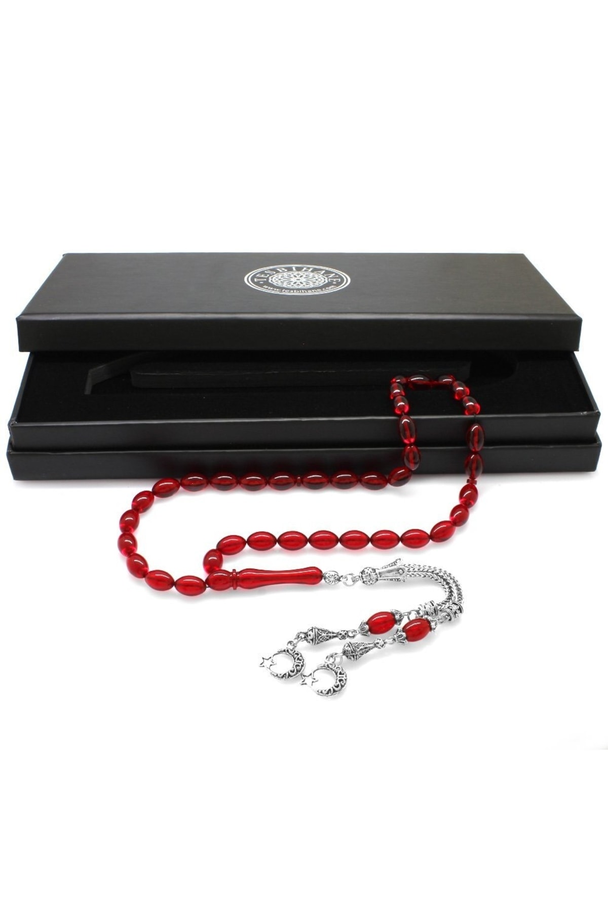 EbruHome Non-Tarnish Metal Crescent Star Tasseled Barley Cut Flag Red ...