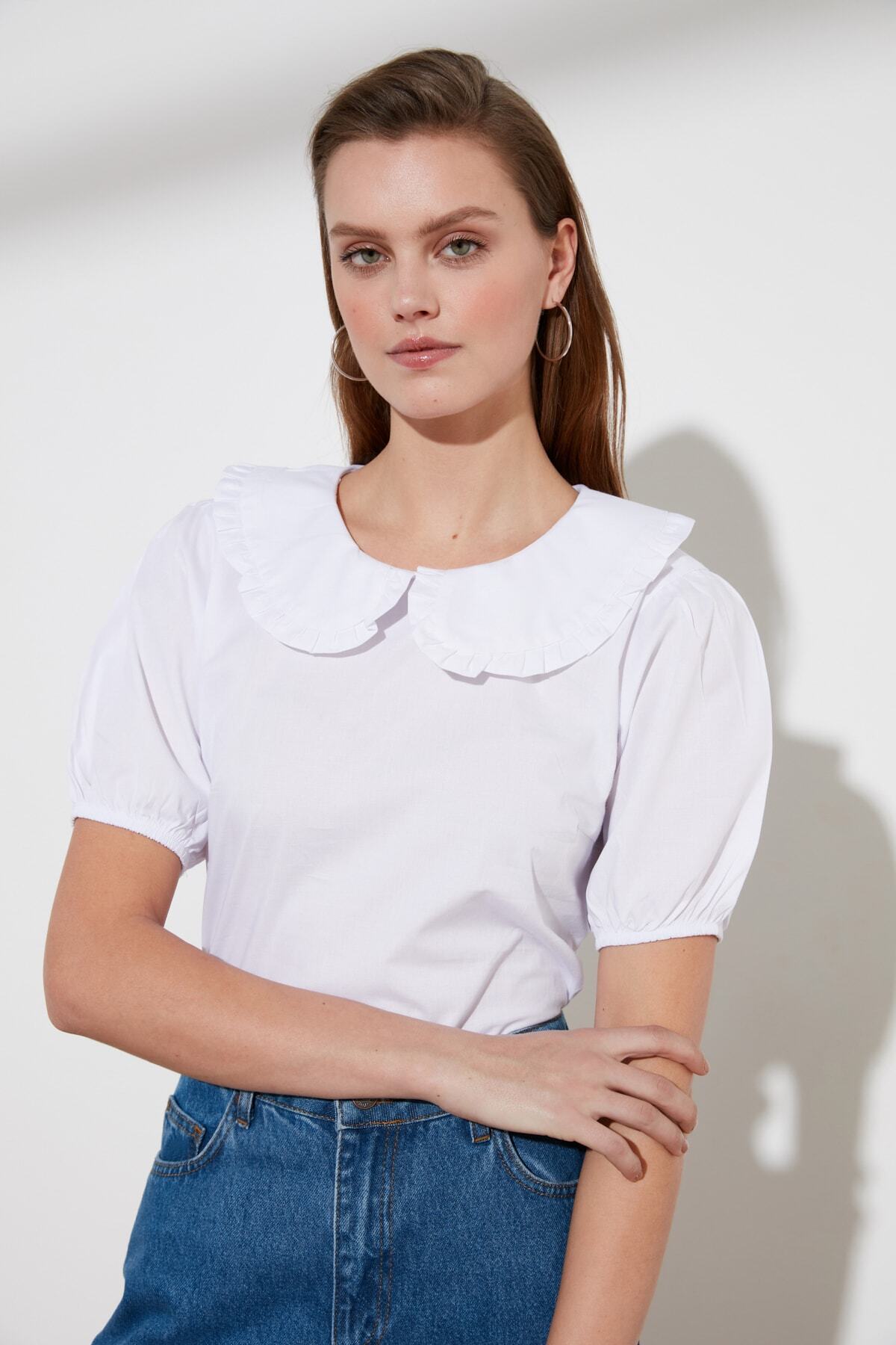 Trendyolmilla Beyaz Yaka Detaylı Bluz TWOSS21BZ0716 Fiyatı, Yorumları ...