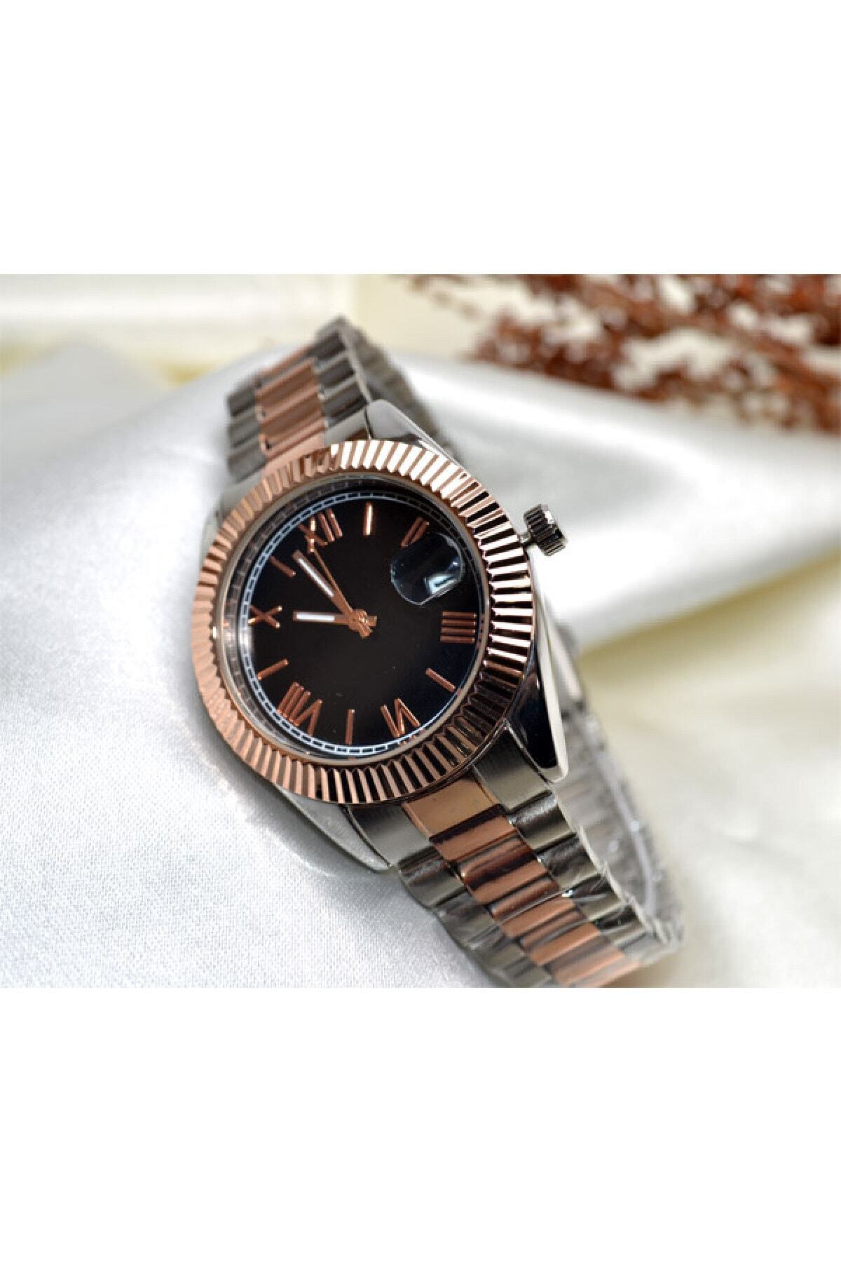 Y&M PERLA ACCESSORİES Rose Gümüş Şık Tasarım Çelik Kasa Metal Kol Saati ...