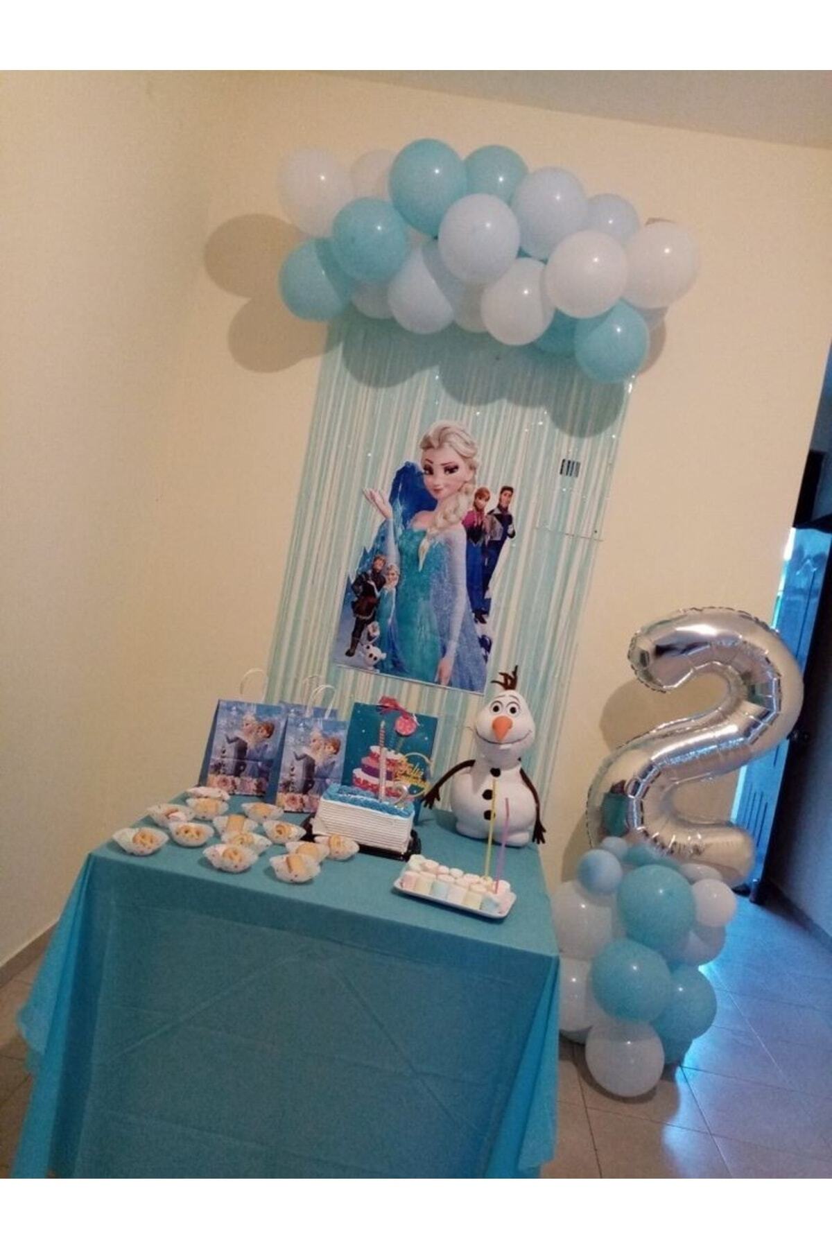 Lema Store 30 Adet Balon Ve 2 Yaş 36 Cm Gümüş Rakam Balon Doğum Günü Parti 2023 Mavi Elsa Frozen ...