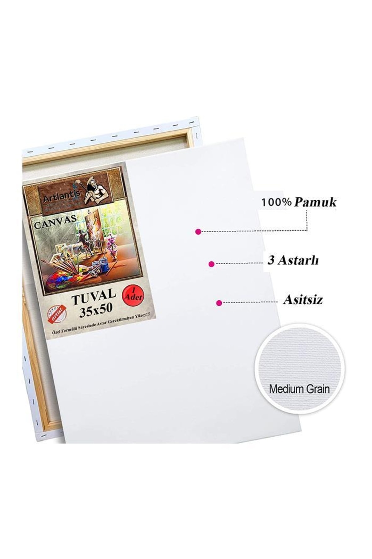Artlantis Tuval 50x70 Arkadan Zımbalı Astarlı 1 Adet Resim Tuvali 50*70 ...