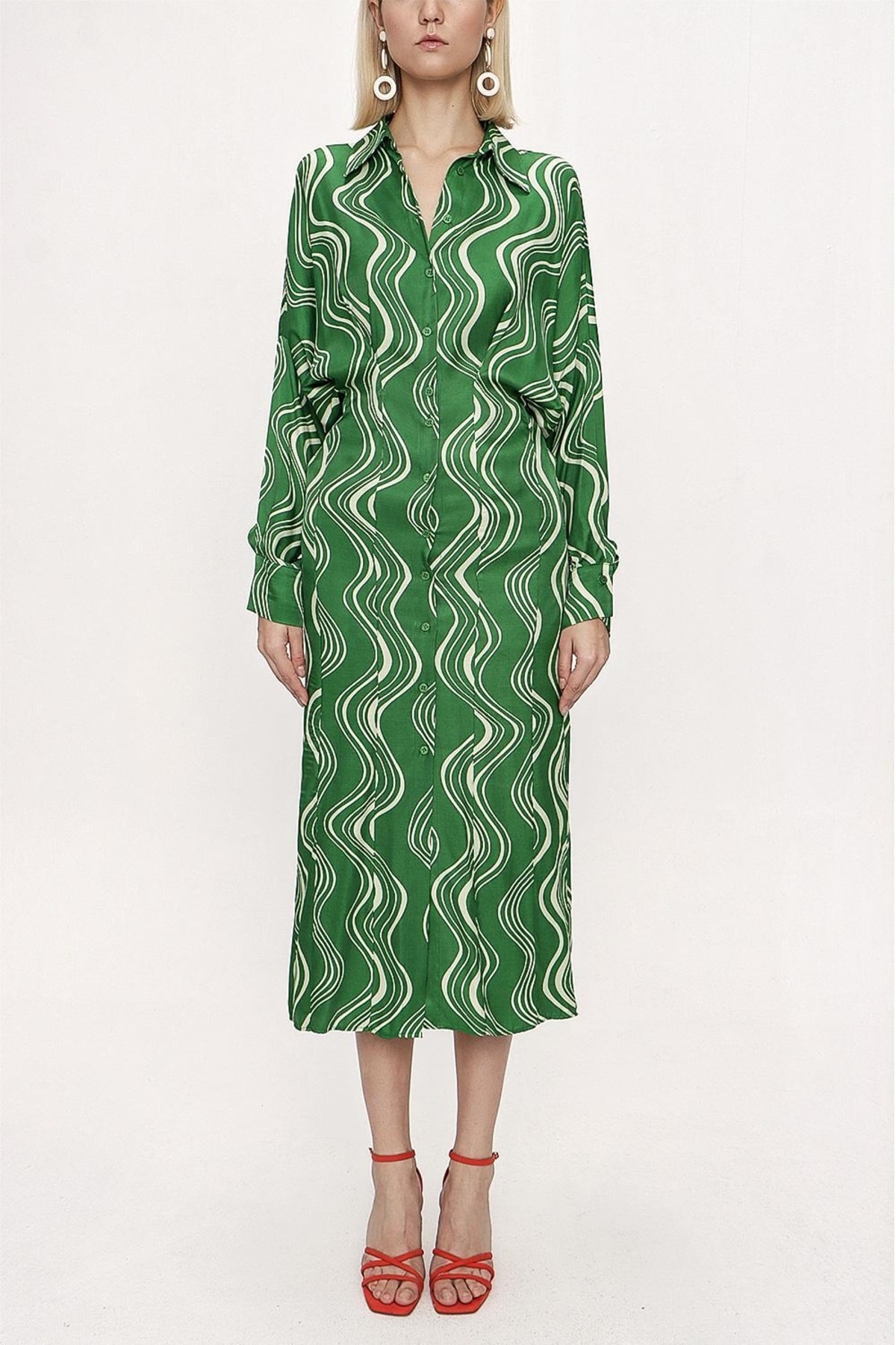 SOCIETA Yeşil Yarasa Kollu Gömlek Elbise 94060 Fiyatı, Yorumları - Trendyol