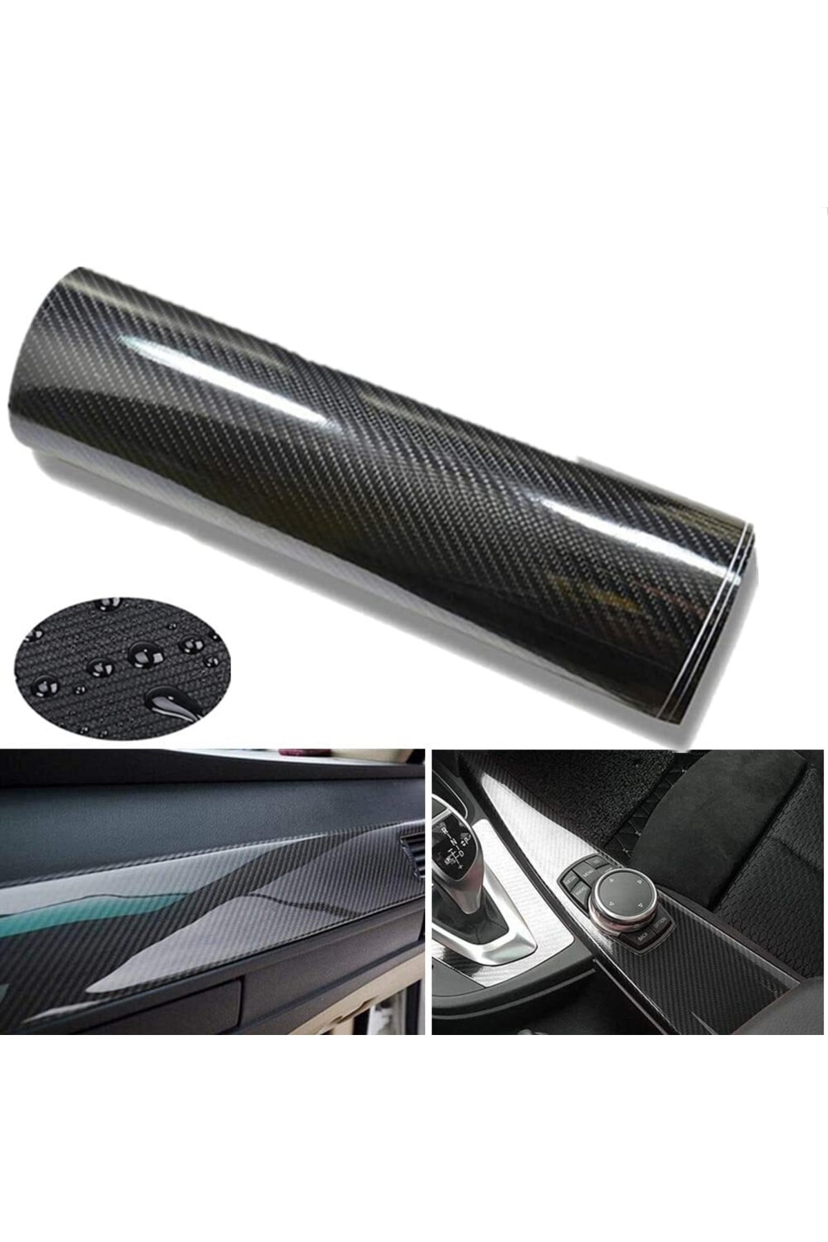 WİOX 5d Karbon Fiber Folyo Siyah Vinil Parlak - Boyut: 10cm X 152cm ...