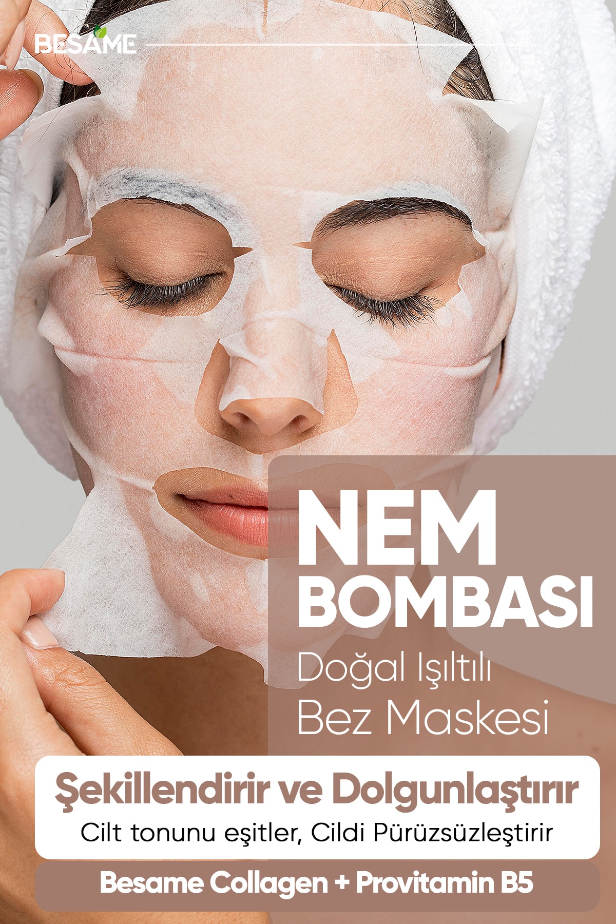 Besame Collagen Provitamin B5 Nem Bombası Kağıt Yüz Maskesi 10'lu Paket ...