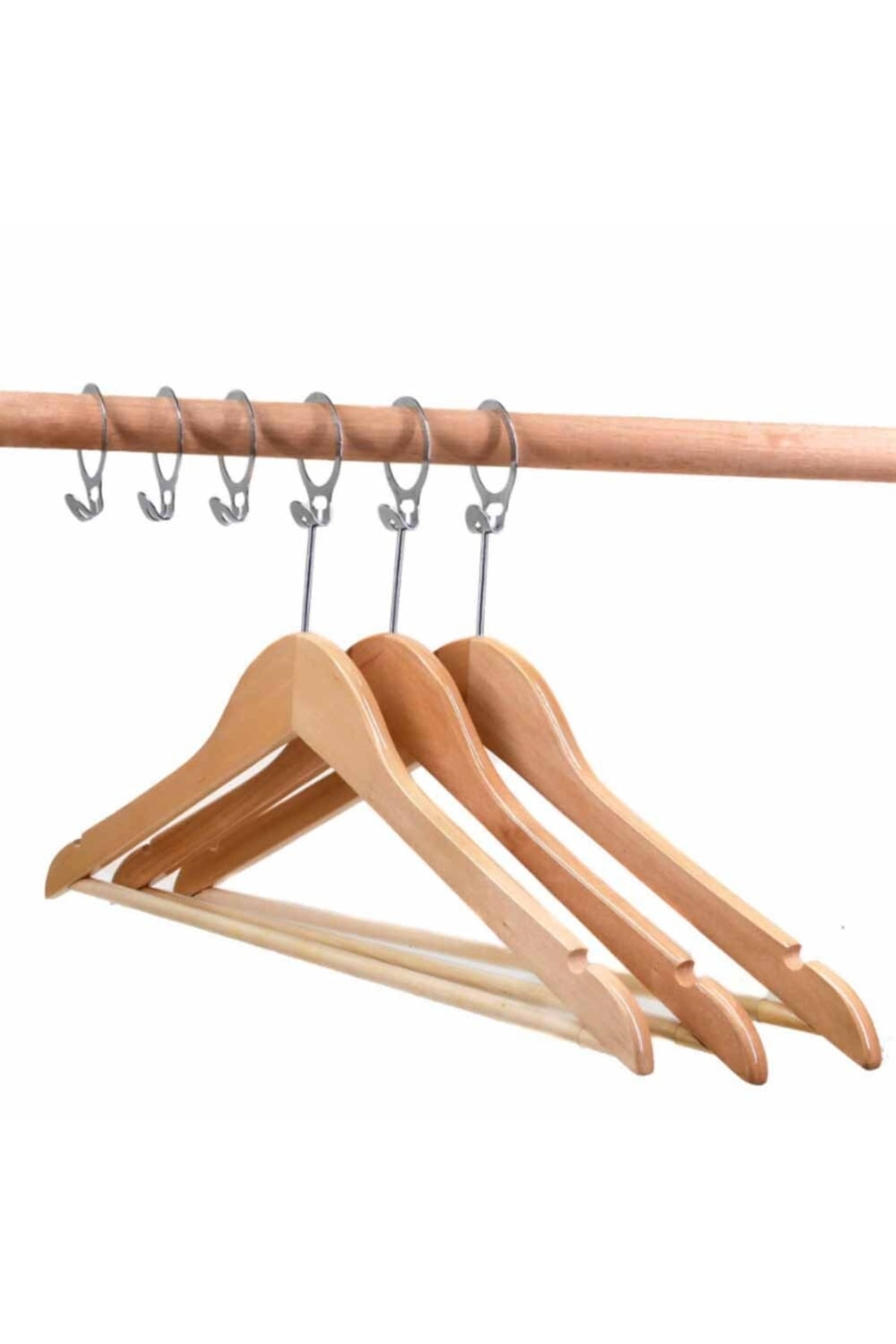 PRİVATE 100 Pieces Hotel Type Wooden Clothes Hanger Original Domestic ...