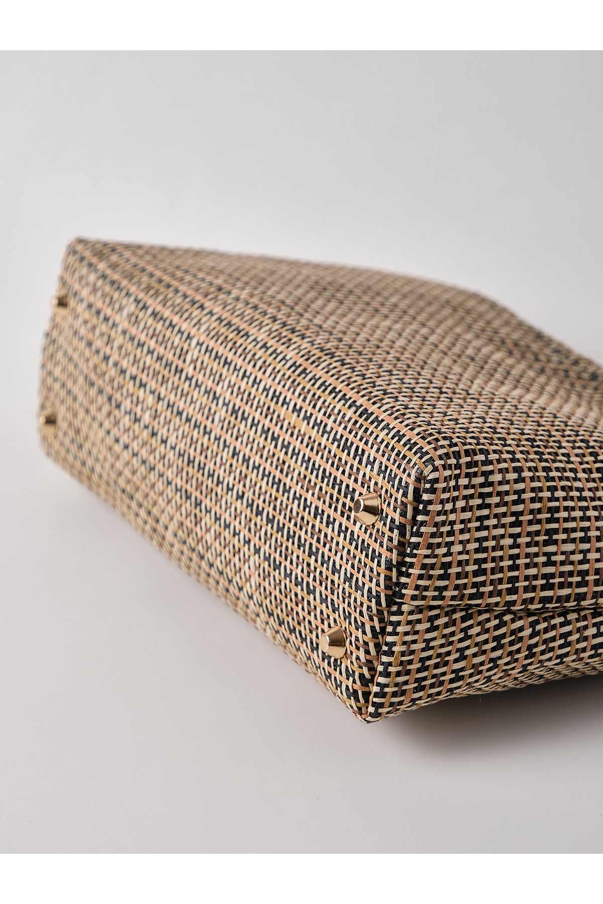 HEYBE'S Women's Striped Jute Straw Clutch Handbag- Trendyol