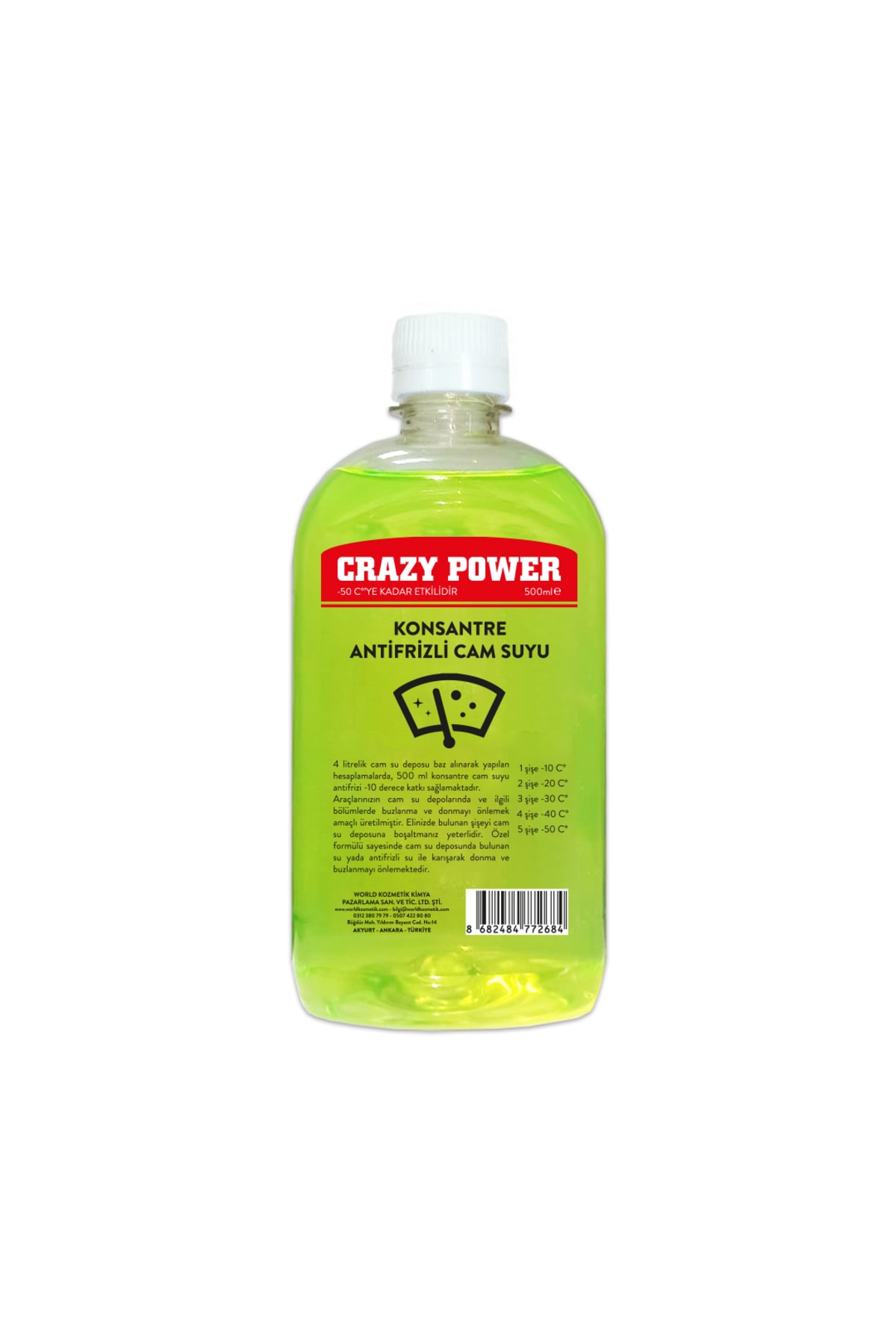CRAZY POWER Konsantre Antifrizli Cam Suyu 500ml -50 Dereceye Kadar ...
