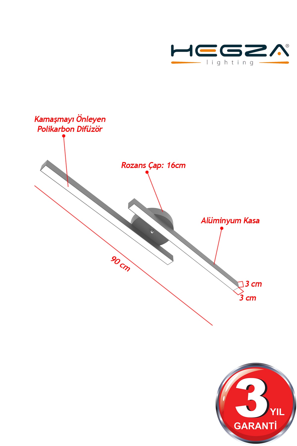 Hegza Lighting Marea ( Gri Kasa, Beyaz Işık ) Ledli Modern Plafonyer Led Avize, Salon, Mutfak ...