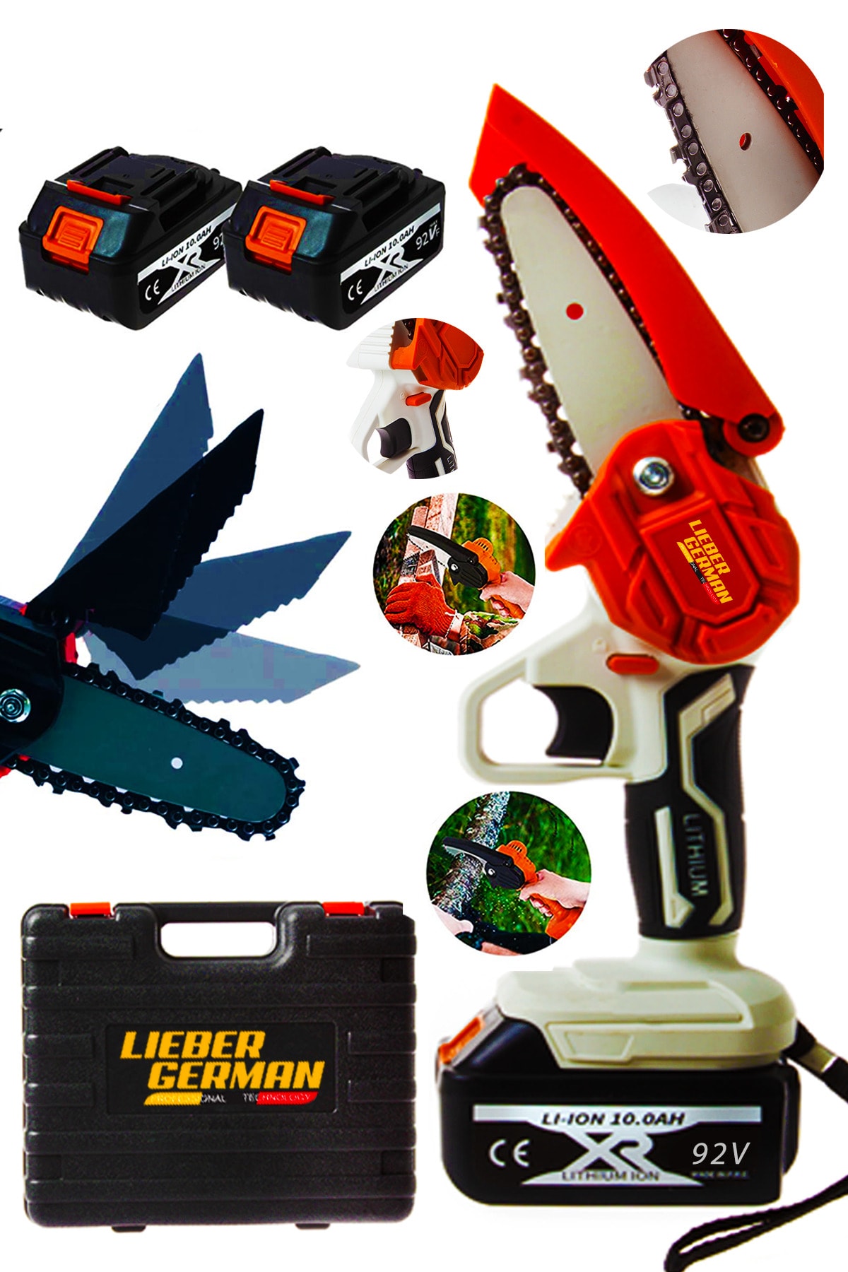 Lieber German 92 Vf 10 Ah 10 Cm Pala Ve Zincir 2x Akü Çantalı Şarjlı ...