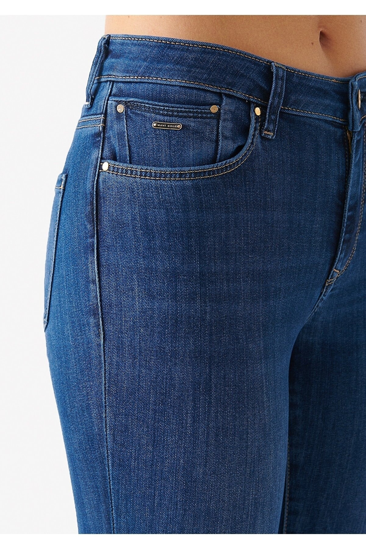 Ramrod Mony Tess Gold Kadın Solmayan Orta Mavi Skinny Yüksek Bel Jeans ...