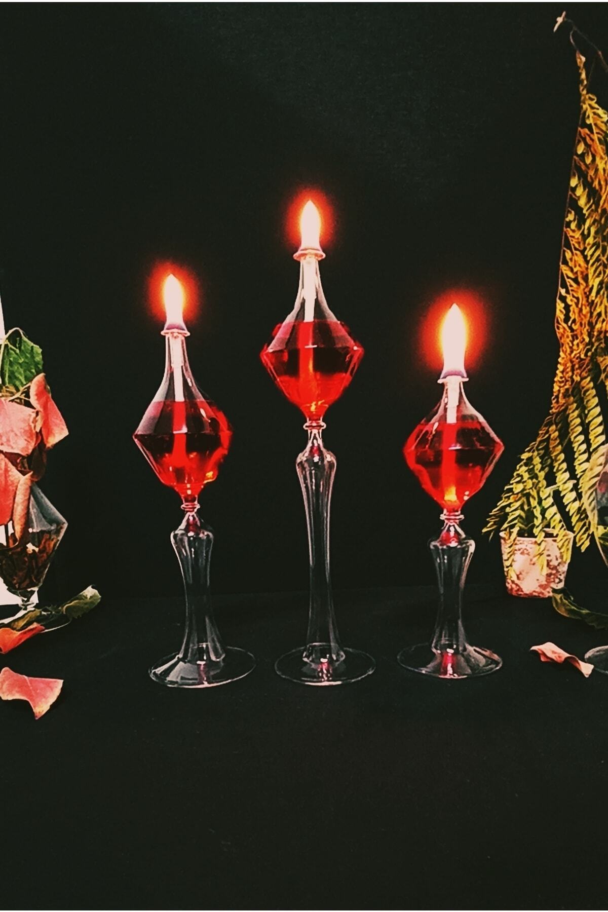 Shabbo Glass Ayaklı Diamond Cam Kandil 3'lü Set + Kandil Yağı Fiyatı, Yorumları - Trendyol