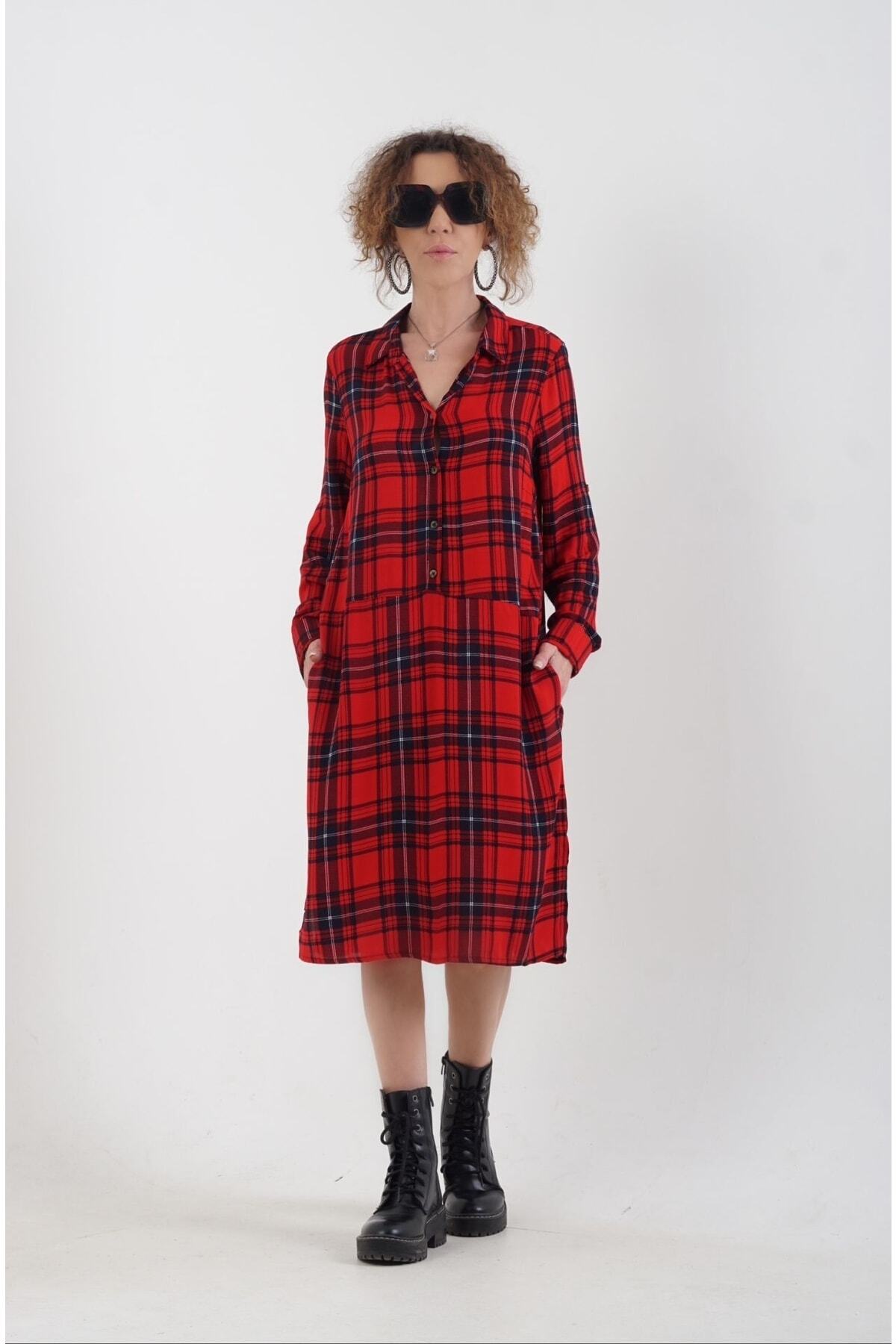 Zelish My Sister Ekose Yarım Düğme Patlı Gömlek Elbise Fiyatı ...