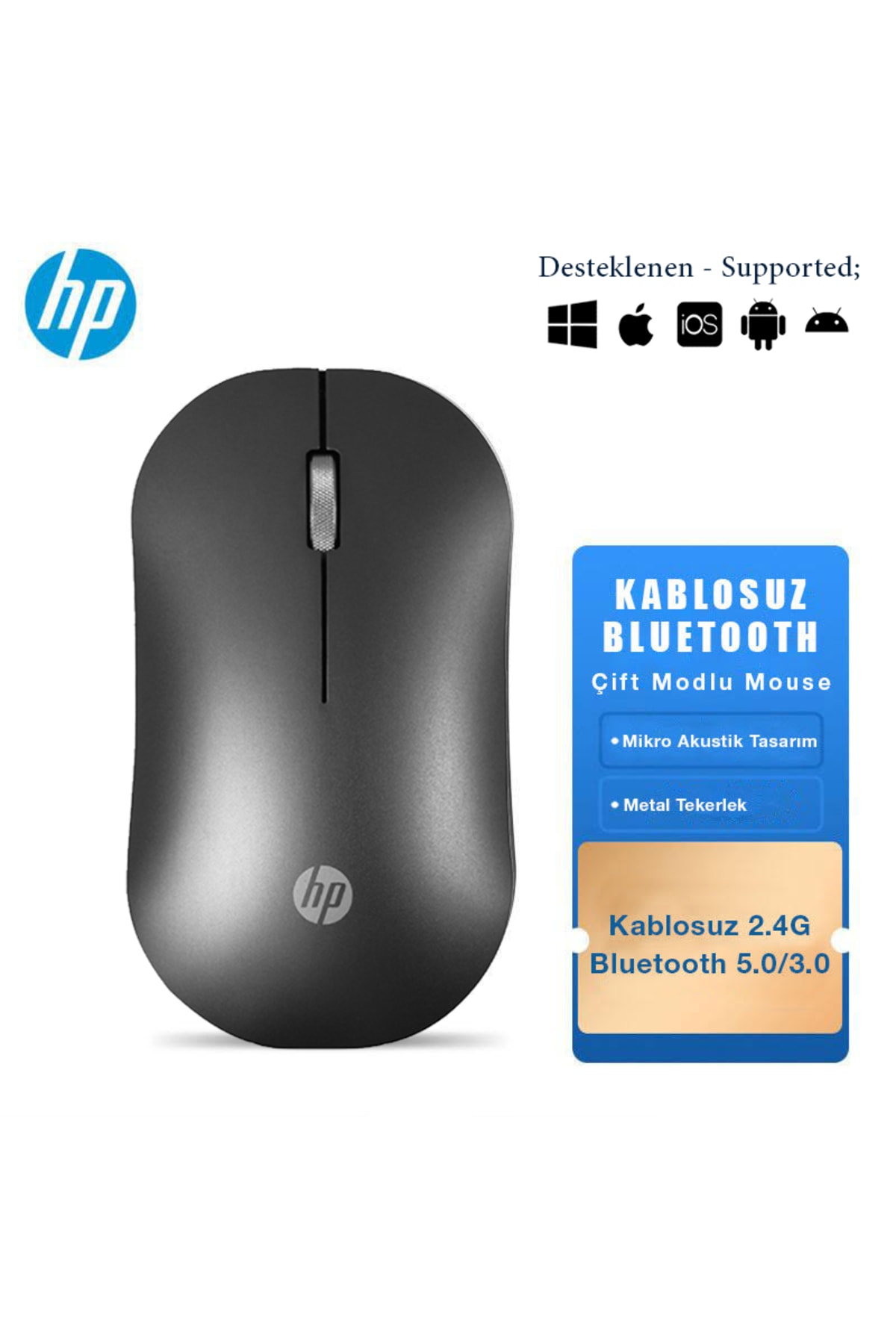 HP Dm10 2,4ghz Bluetooth Wireless Kablosuz Sessiz Mouse Siyah Fiyatı ...