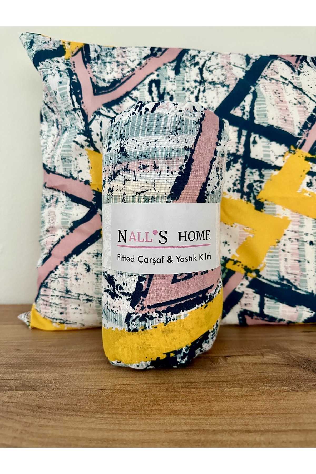 Nalls Home Geometrik Çok Renkli Battal Çift Kişilik Lastikli Çarşaf ...