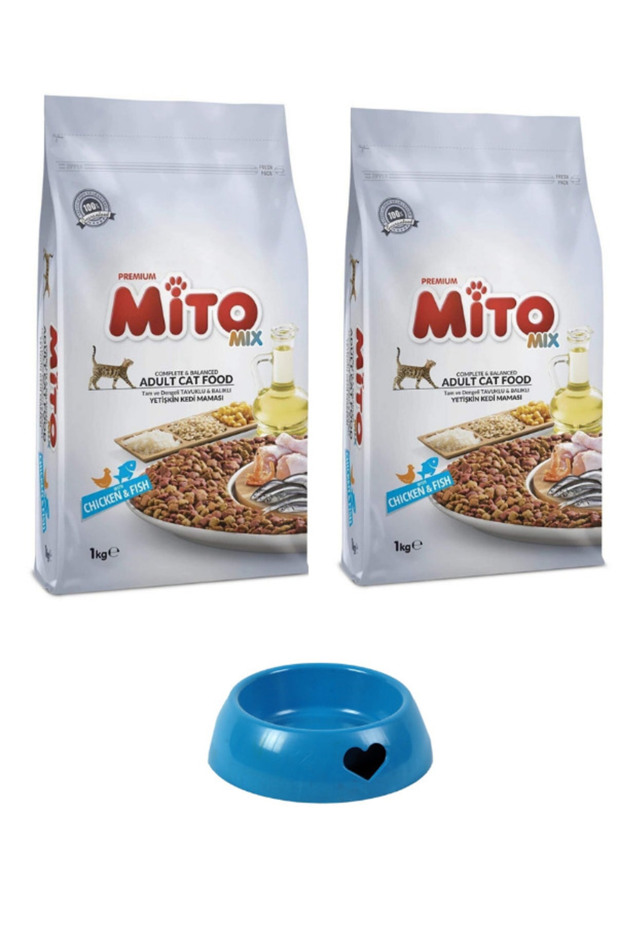 Mito Mix Adult Cat Tavuklu Ve Balıklı Renkli Taneli Kedi Maması 1kg+1kg ...