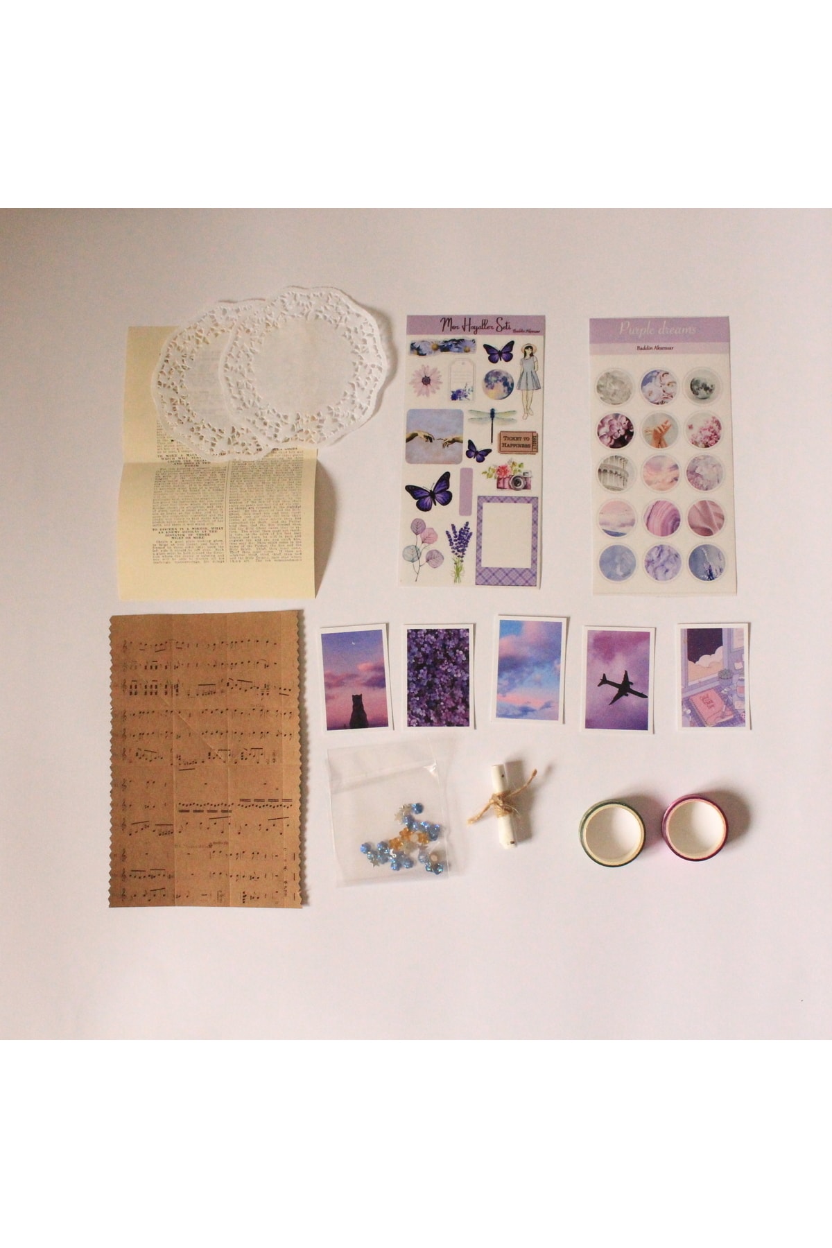 baddin aksesuar Penpal Kiti Lofi Hiphop Mor Temalı Bullet Journal Set ...