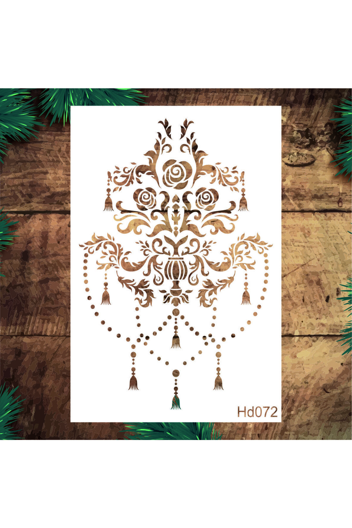 STENCİLTASARIM Stencil Tasarım Hd072 Duvar Ahşap Cam Boyama Deseni ...
