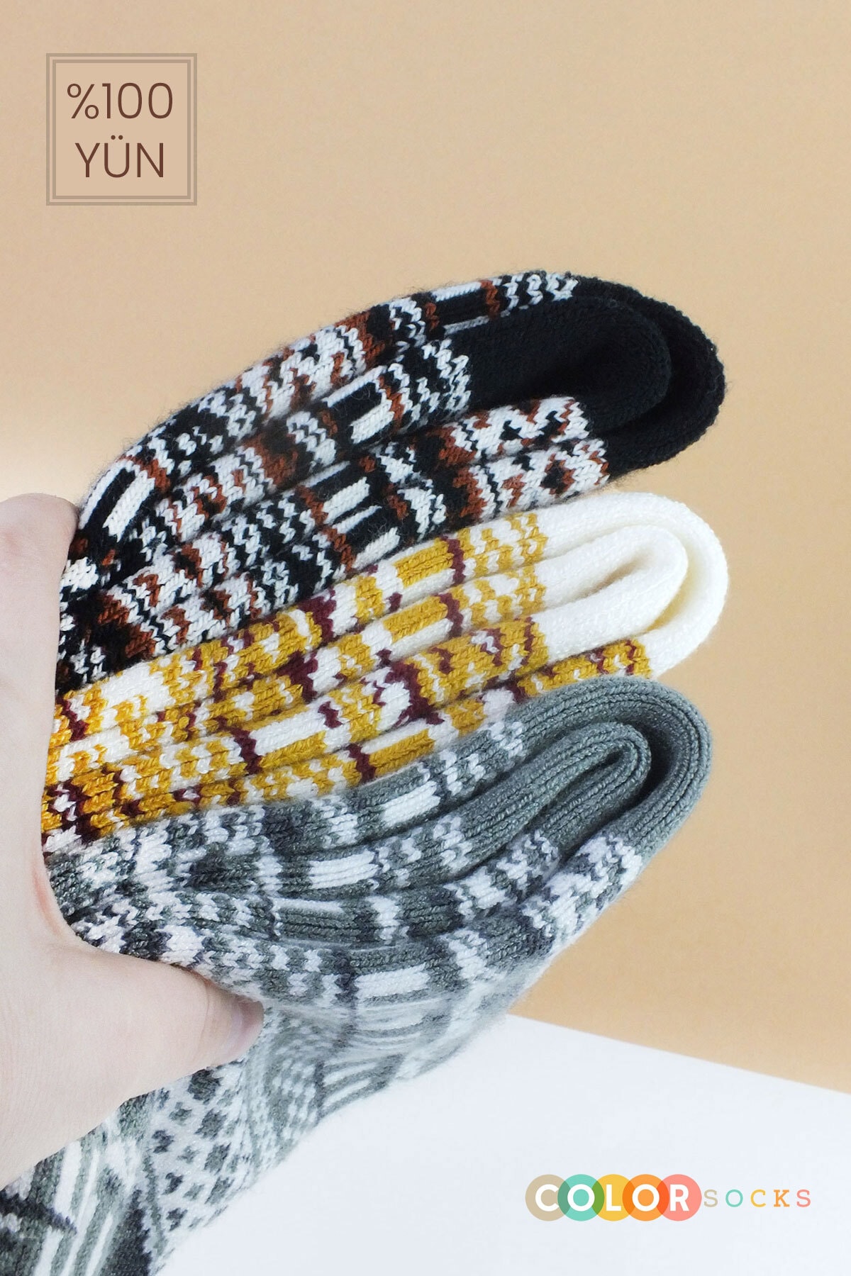 Color Socks 5 Çift Orjinal Havlu Kışlık Yün Çorap (%100 YÜN) Fiyatı ...