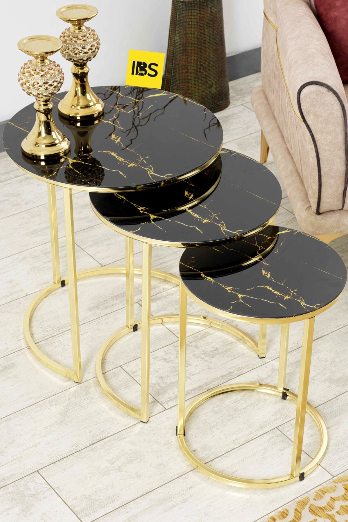 İBS Concept 3’lü Zigon Takımı Lark Gold Gövde - Siyah Lav Ateş Desenli ...