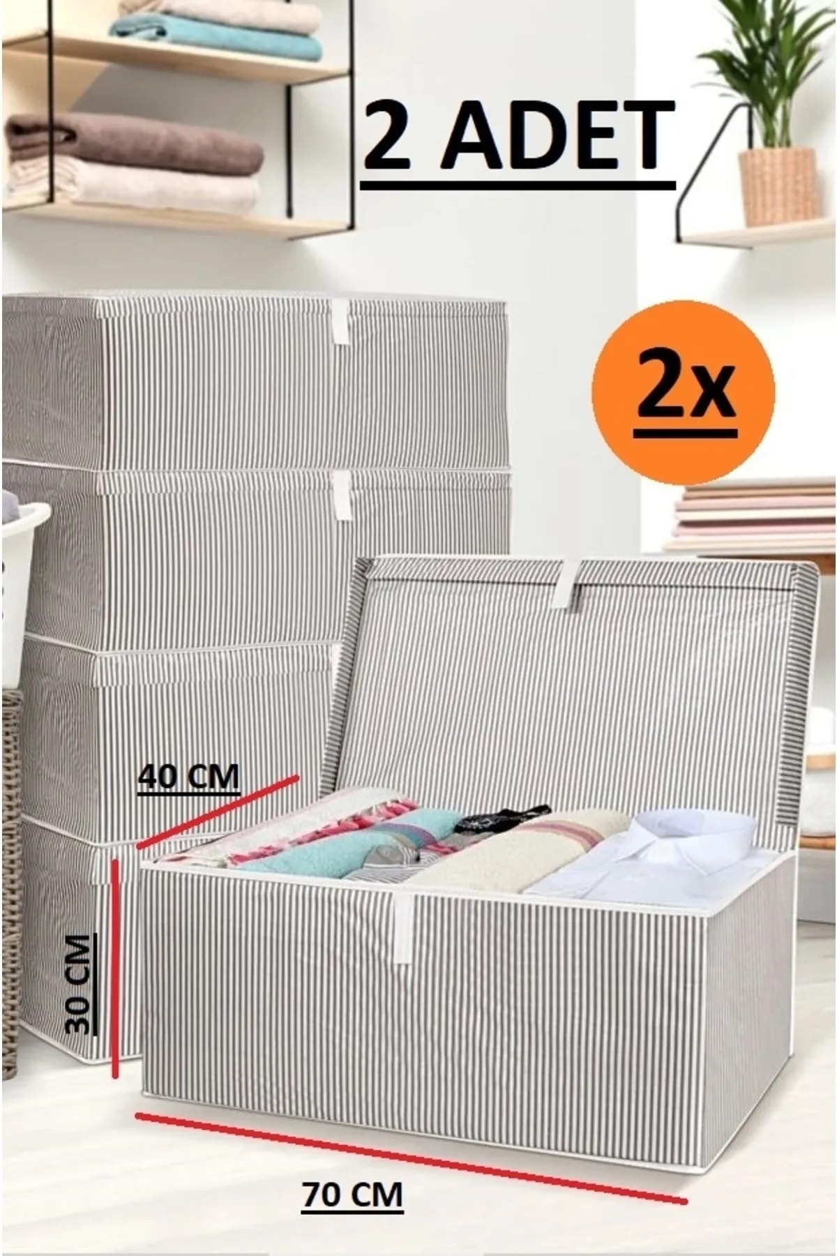 Genel Markalar 2 Adet Kapaklı Kutu Hurç Mega Plus Boy 70*40*30* Çok ...