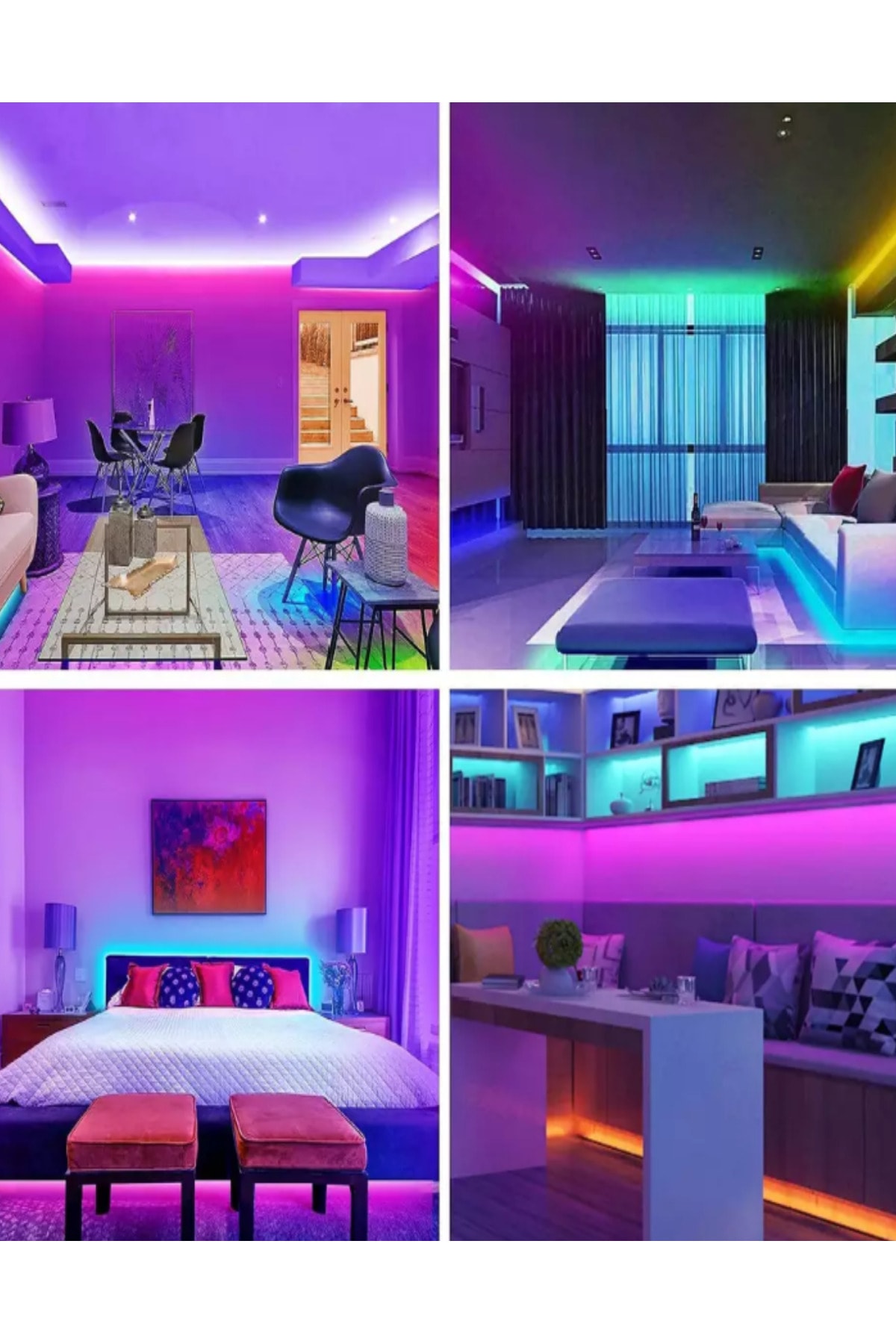 Voxify Modern Lambader Oda Aydınlatma Sistemi Rgb 5 Mt Kumandalı Led ...