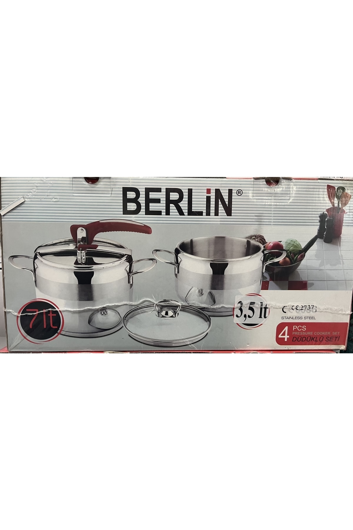 ASYA BAZAAR 3,5+7 Litre 2li Klasik Düdüklü Çelik Tencere Set Berlin 3,5 ...
