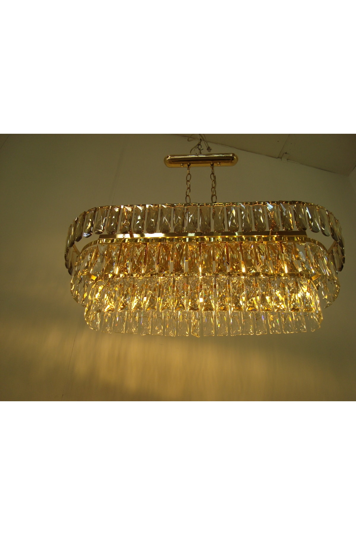 Özçelik Perla Gold Bal Kristal Taşlı Lüks Oval Salon Avizesi Fiyatı ...