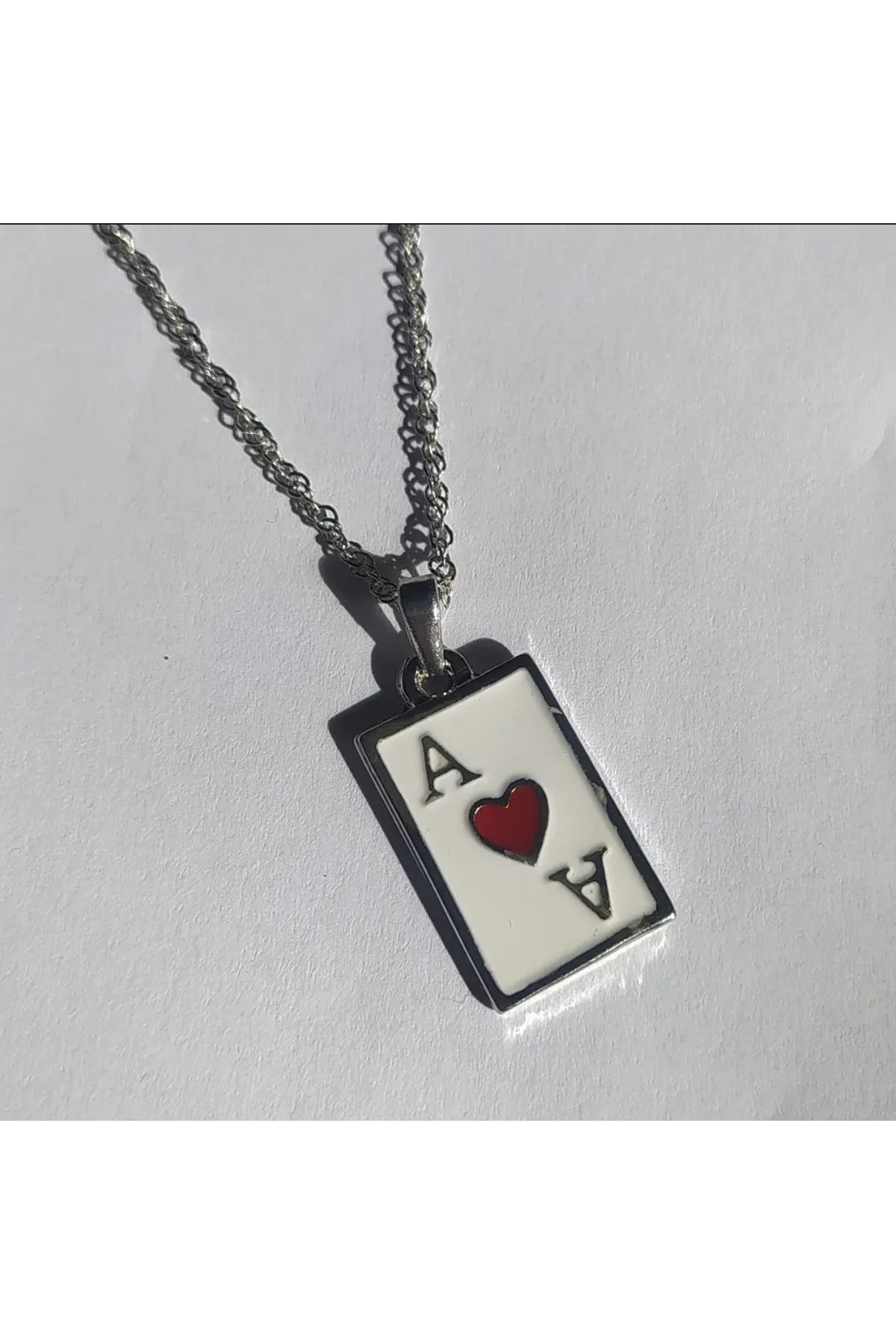 Claritas Takı Kadın Gümüş Kaplama Dikdörtgen Plaka Kupa As Kolye Fiyatı ...