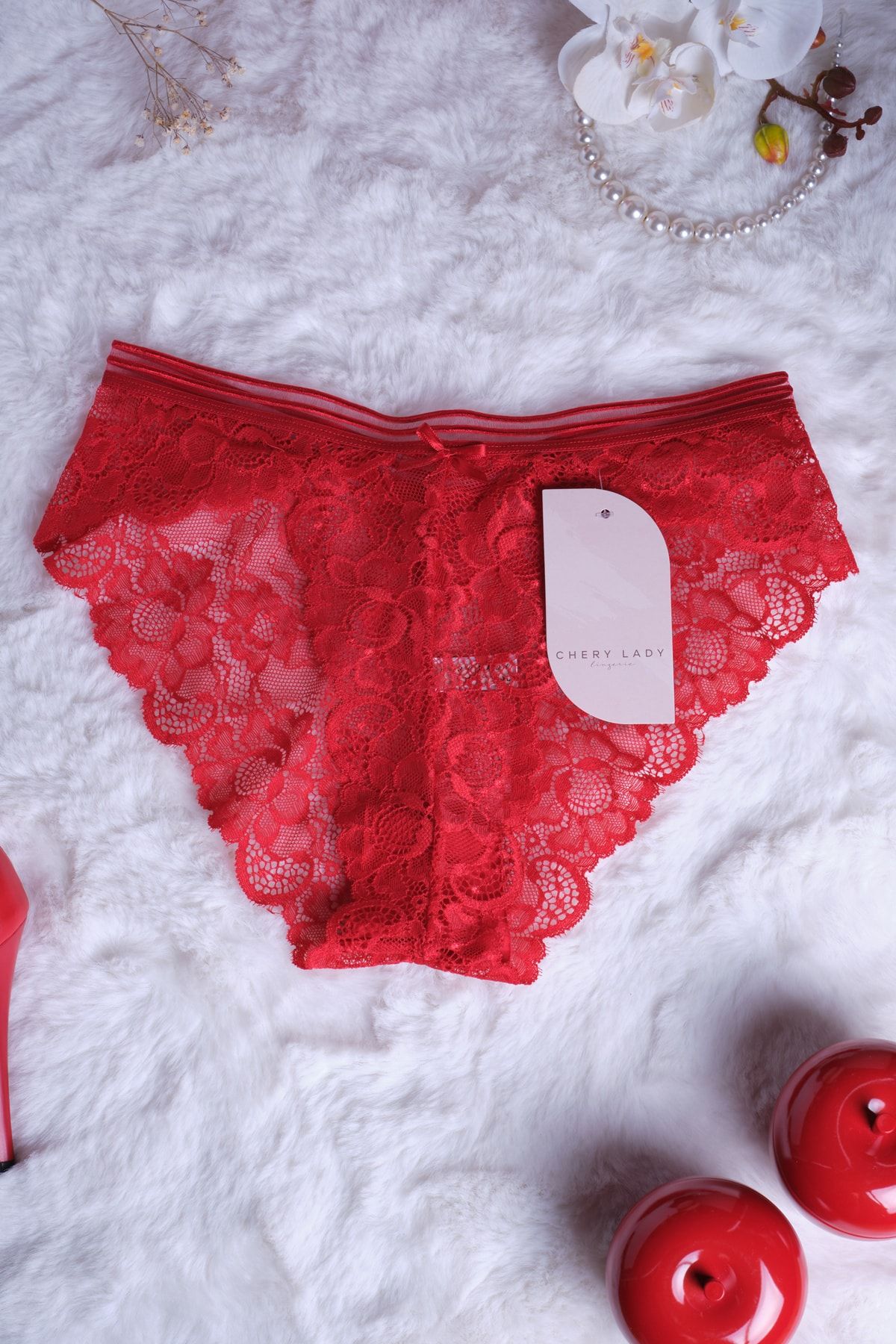 Chery Lady Kırmızı Dantel Işlemeli Fiyonk Detaylı Fantezi Bikini Külot Fiyatı Yorumları Trendyol