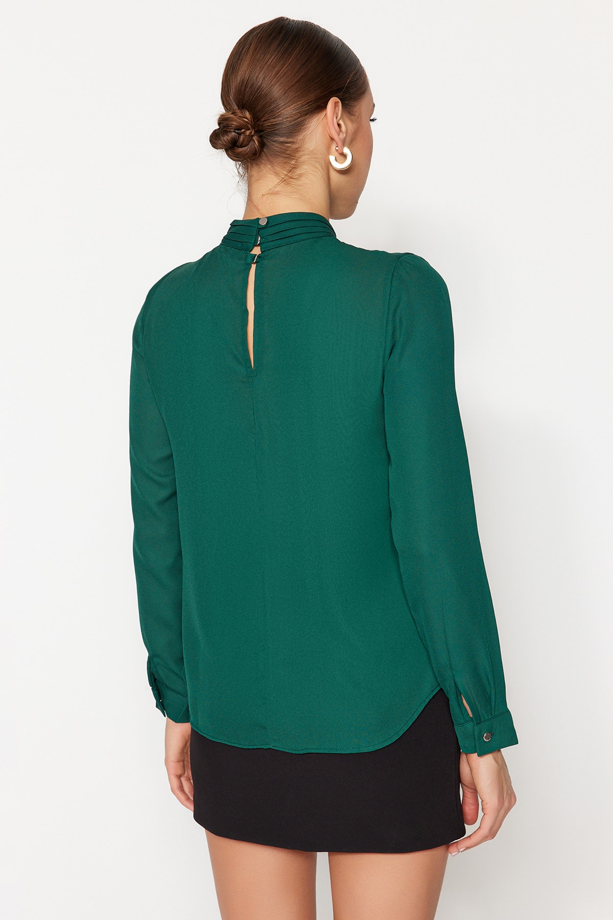 Trendyol Collection Emerald Green High Collar Woven Blouse ...
