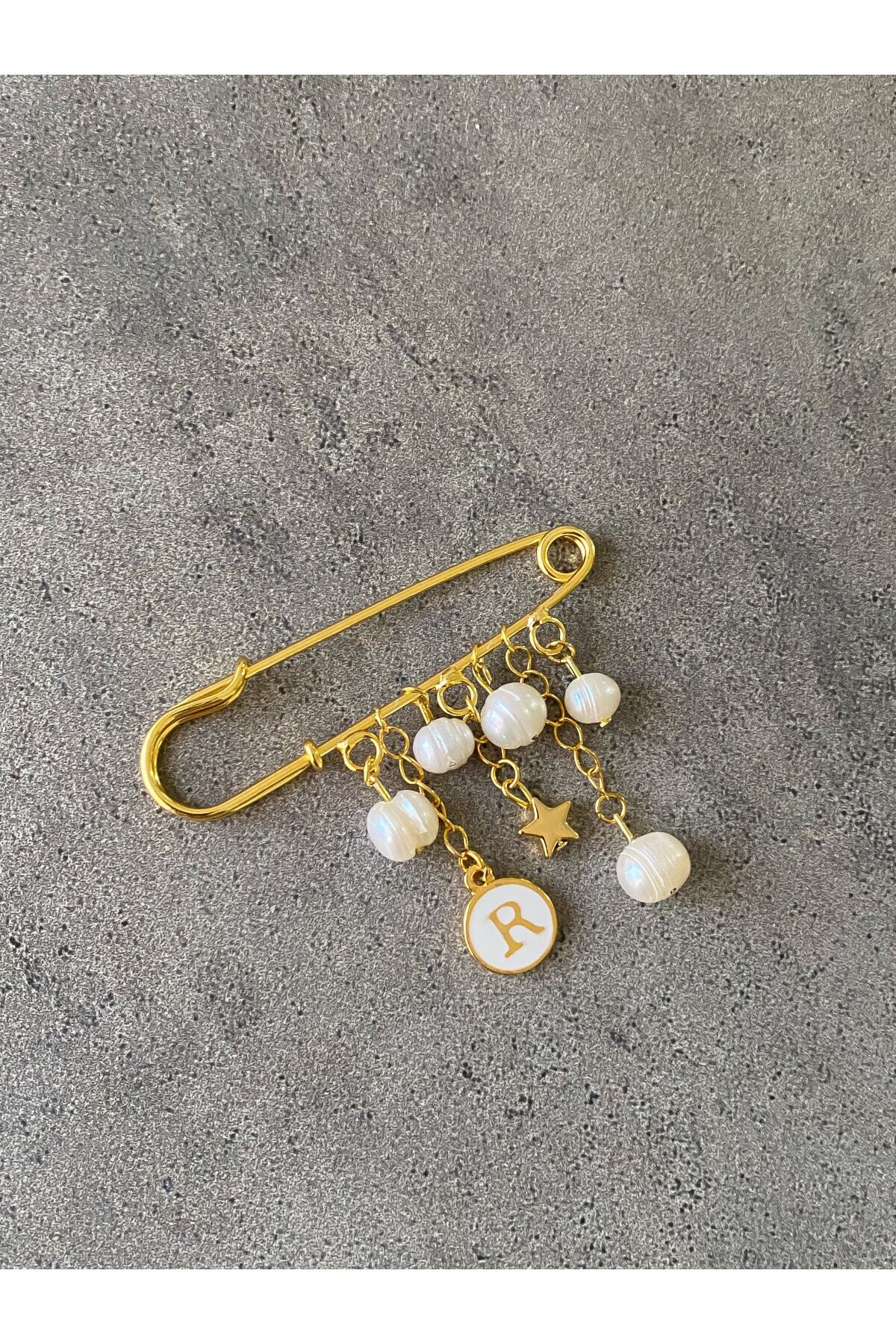 Lucky Designs Barok Inci R Harf Sallantı Yıldız Detay Broş Fiyatı ...