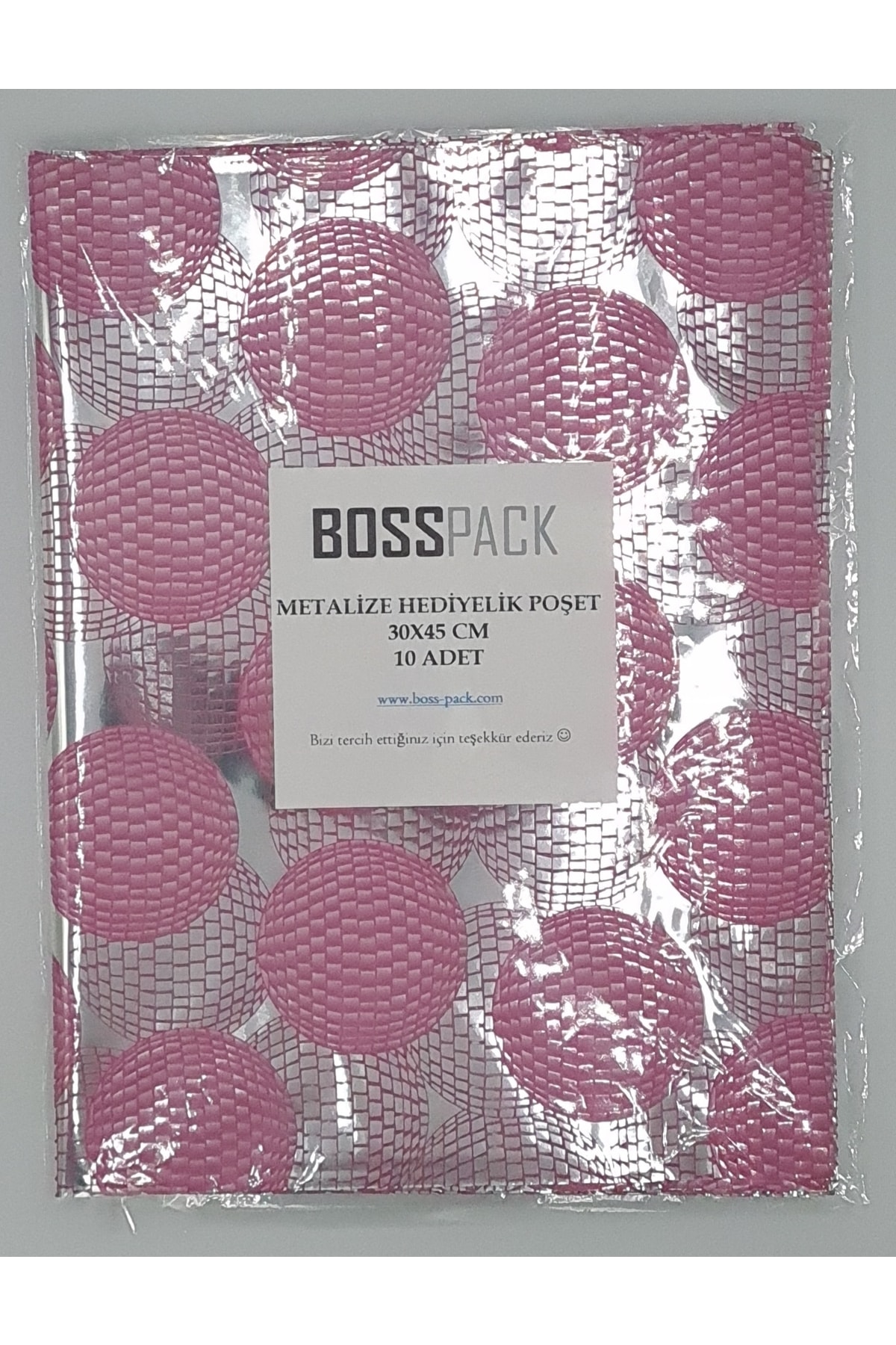 BossPack Metalize Bantlı 30x45 cm Jelatin Hediye Poşeti 10 Adet Desenli Hediye Poşeti Fiyatı ...