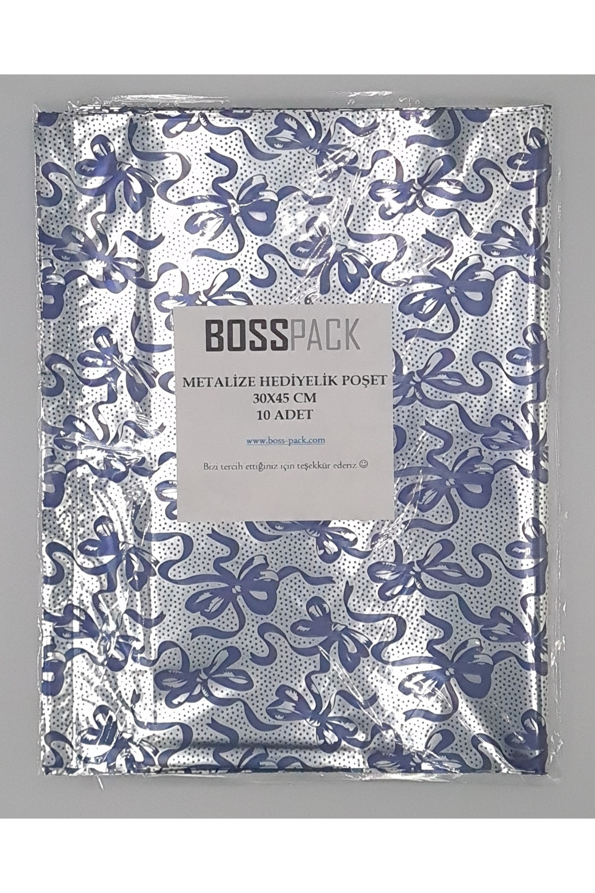 BossPack Metalize Bantlı 30x45 cm Jelatin Hediye Poşeti 10 Adet Desenli Hediye Poşeti Fiyatı ...