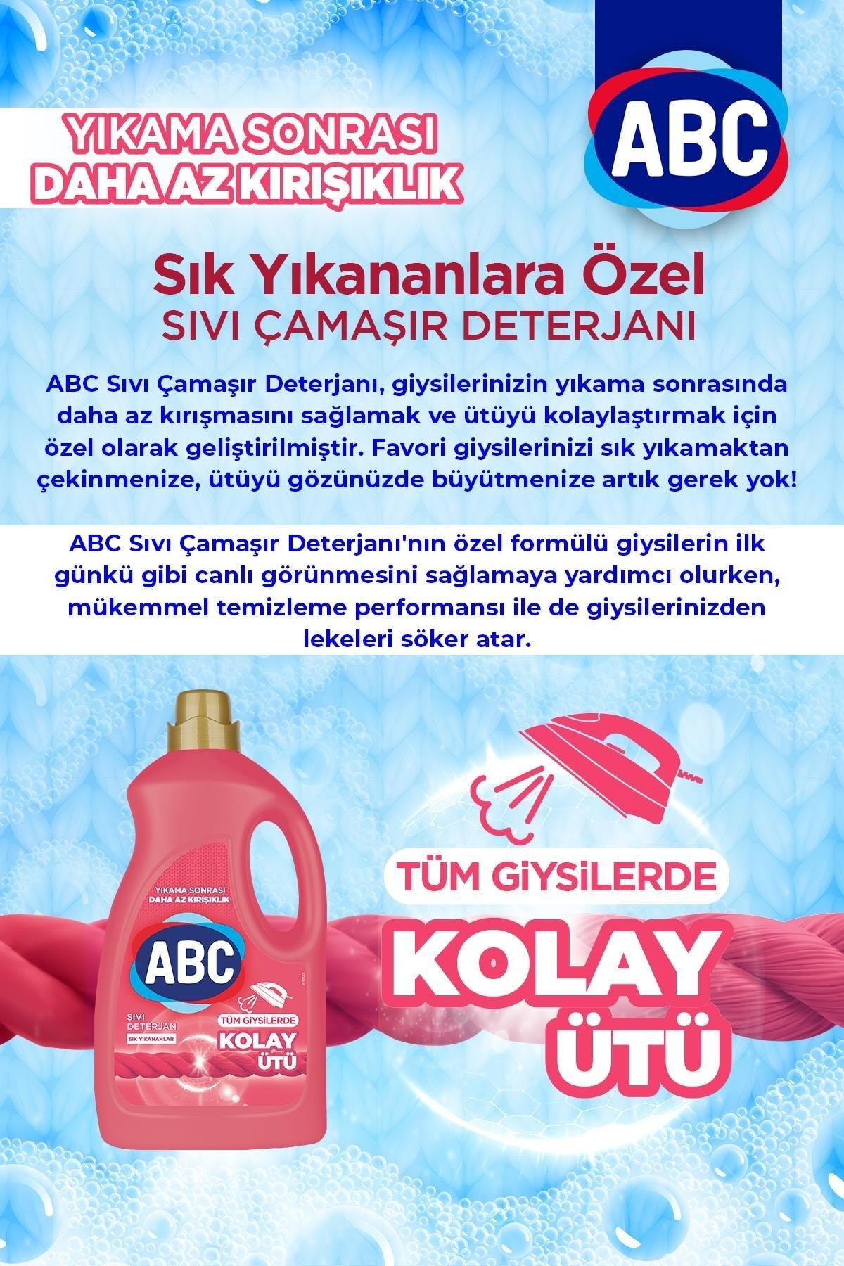 ABC Sıvı Çamaşır Deterjanı Leke Karşıtı& Kolay Ütü 2li Fiyatı ...