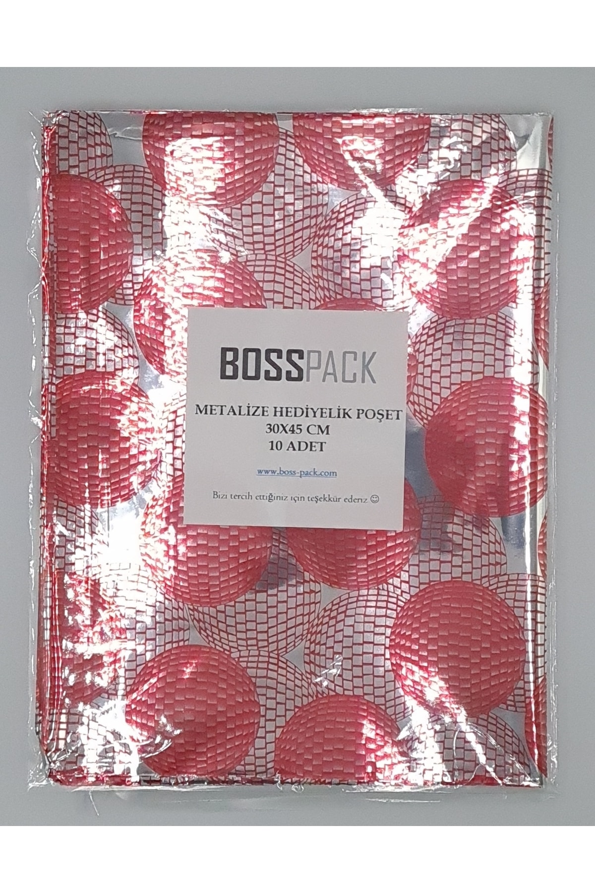 BossPack Metalize Bantlı 30x45 cm Jelatin Hediye Poşeti 10 Adet Desenli Hediye Poşeti Fiyatı ...