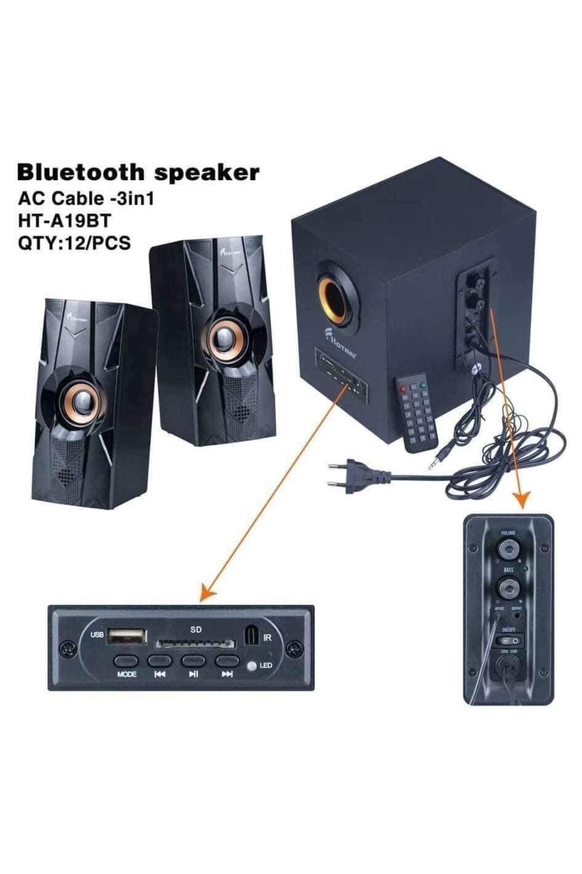 JUNGLEE Ht-a19bt 25 Watt Kumandalı 2+1 Ses Sistemi Bluetooth + Usb + Fm Radyo + Tf Kart Destekli ...