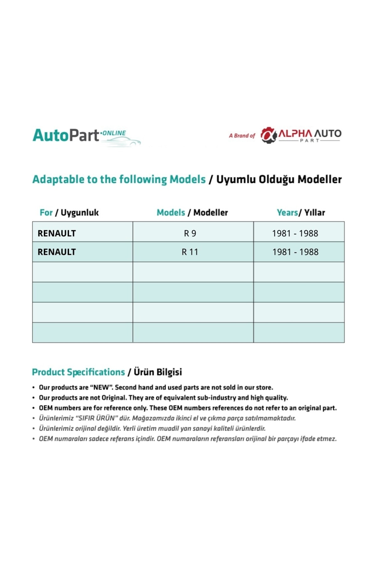 ALPHA AUTO PART Renault R 9, R 11 Broadway Için Arka Koltuk Destek ...