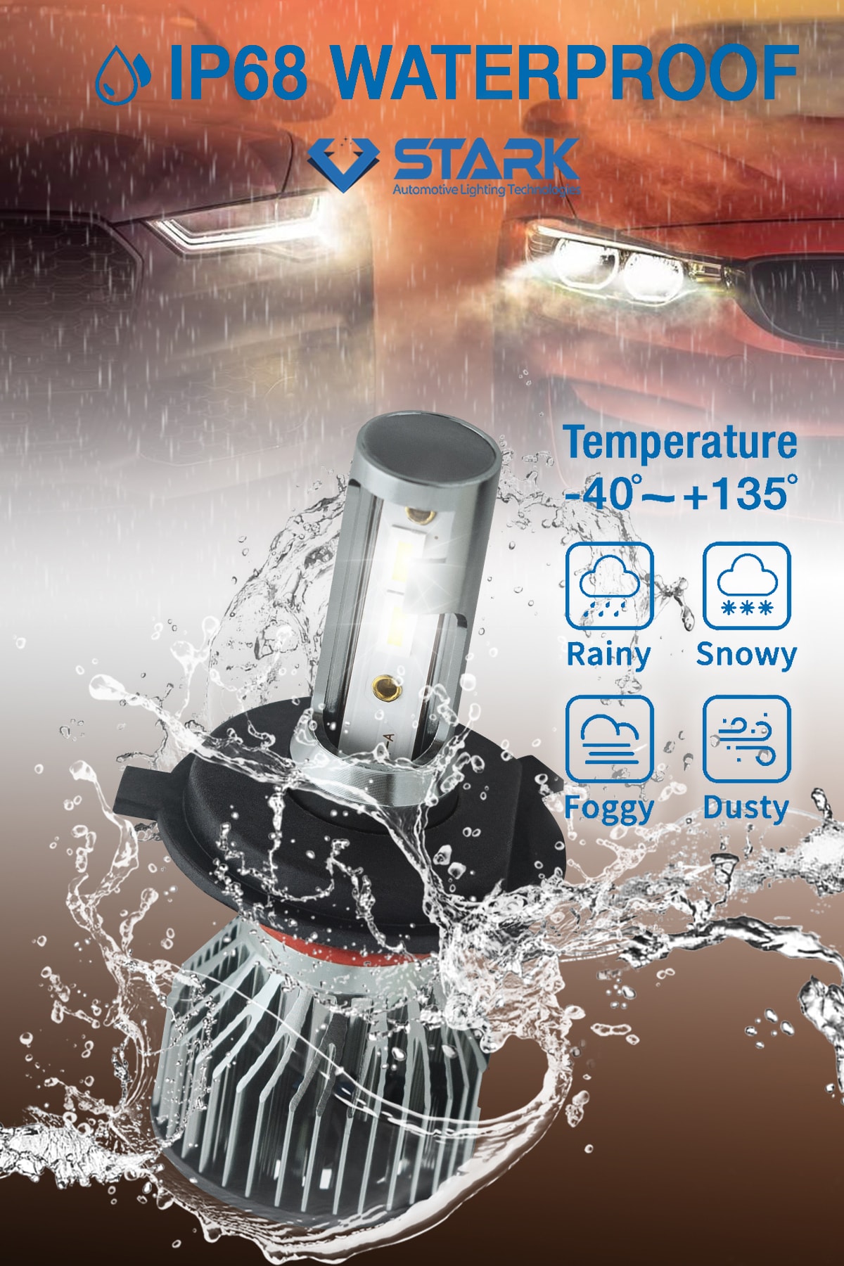 STARK Yeni H4 Led Xenon Far Ampulü Şimşek Etkili Mini Slim Kısa Tip ...