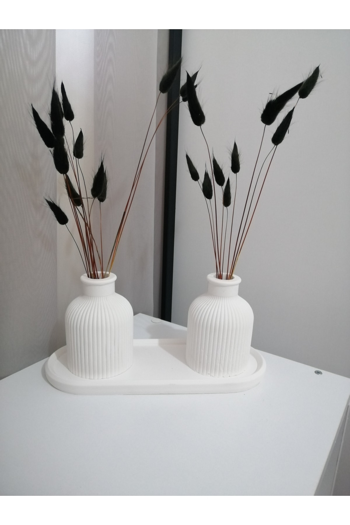 WHİTE DİZAYN Pampas Vazo Kuru Çiçeklik Hediyelik Vazo Seti El Yapımı ...