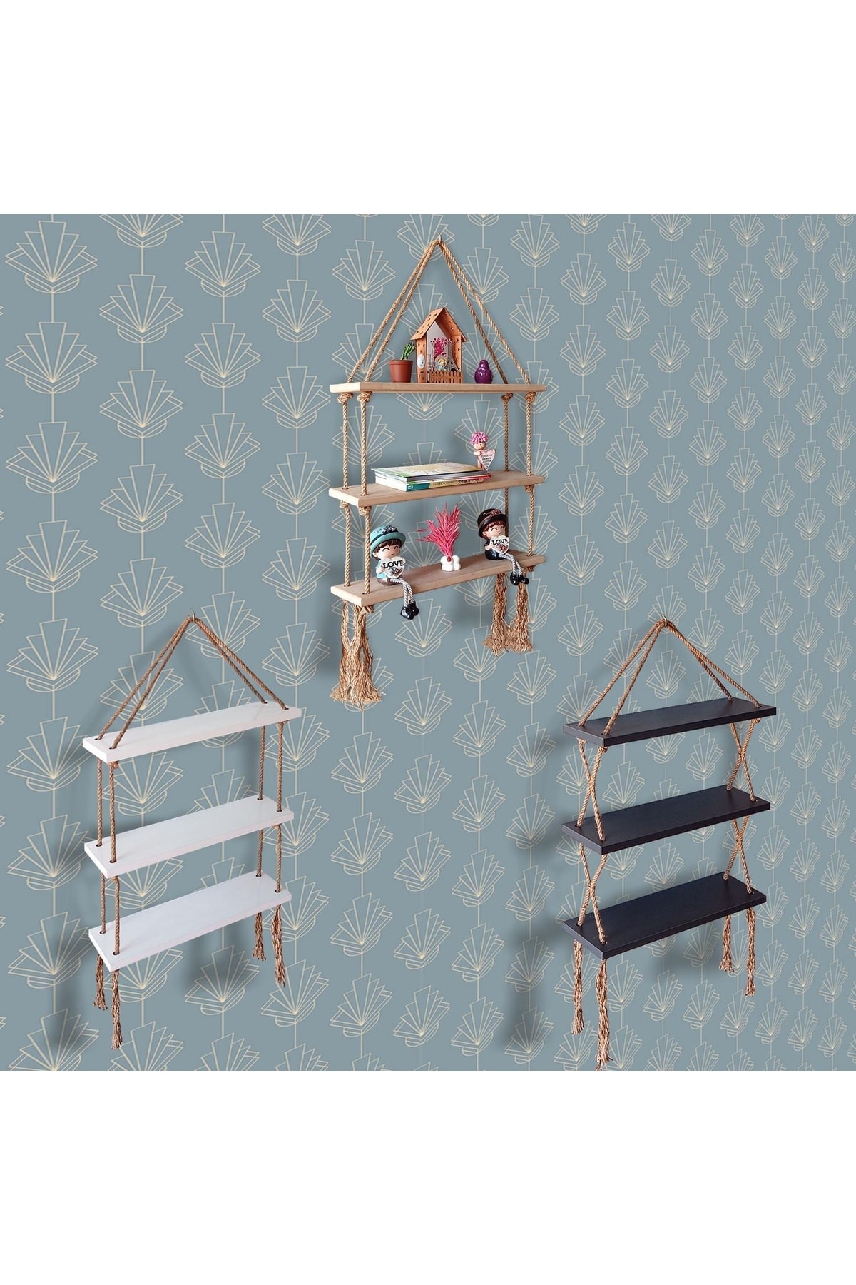 Tuliplife Tulip Life Hasır Ipli Dekoratif Raf Retro Doğal Halatlı Uçan ...