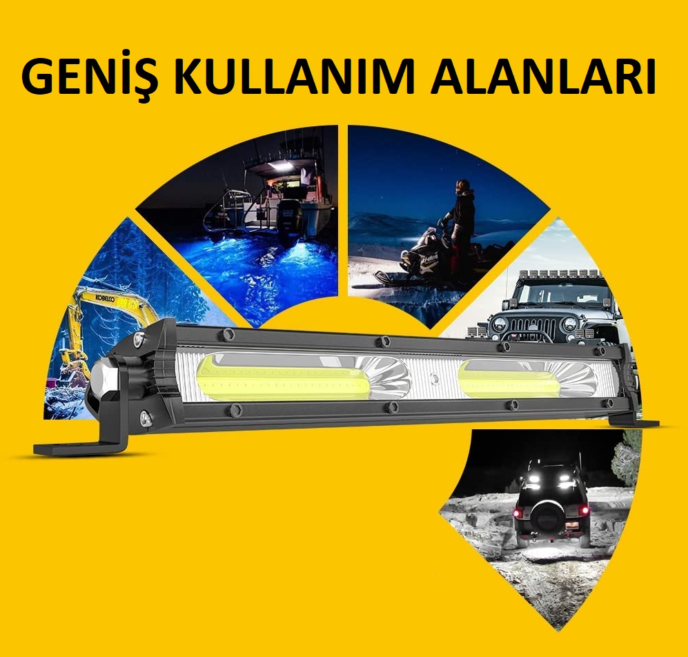 Unichrome 18w Cob Bar 180mm Led Off Road 12/24v Su Geçirmez Spot Tekne ...