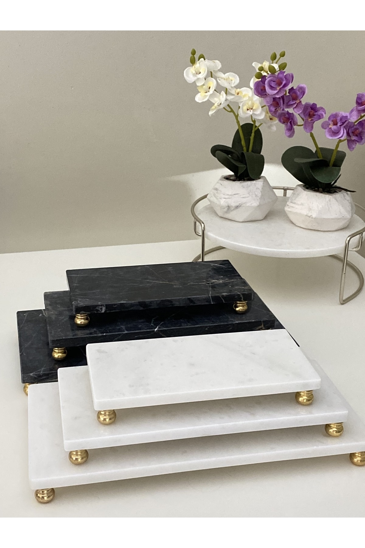THK STORE Sunumluk 3 Lü Mermer Set Gold Ayaklı Beyaz Fiyatı, Yorumları - Trendyol