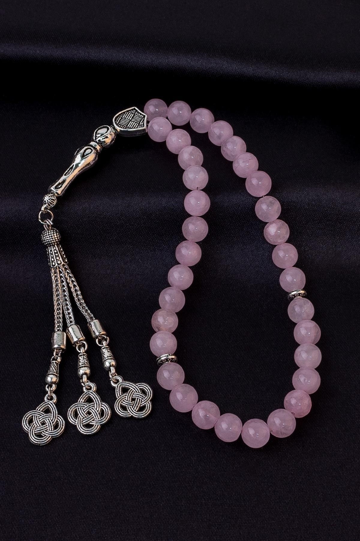 Dünya Doğal Taş Pembe Kuvars Taşı Tesbih - Fiyatı, Yorumları